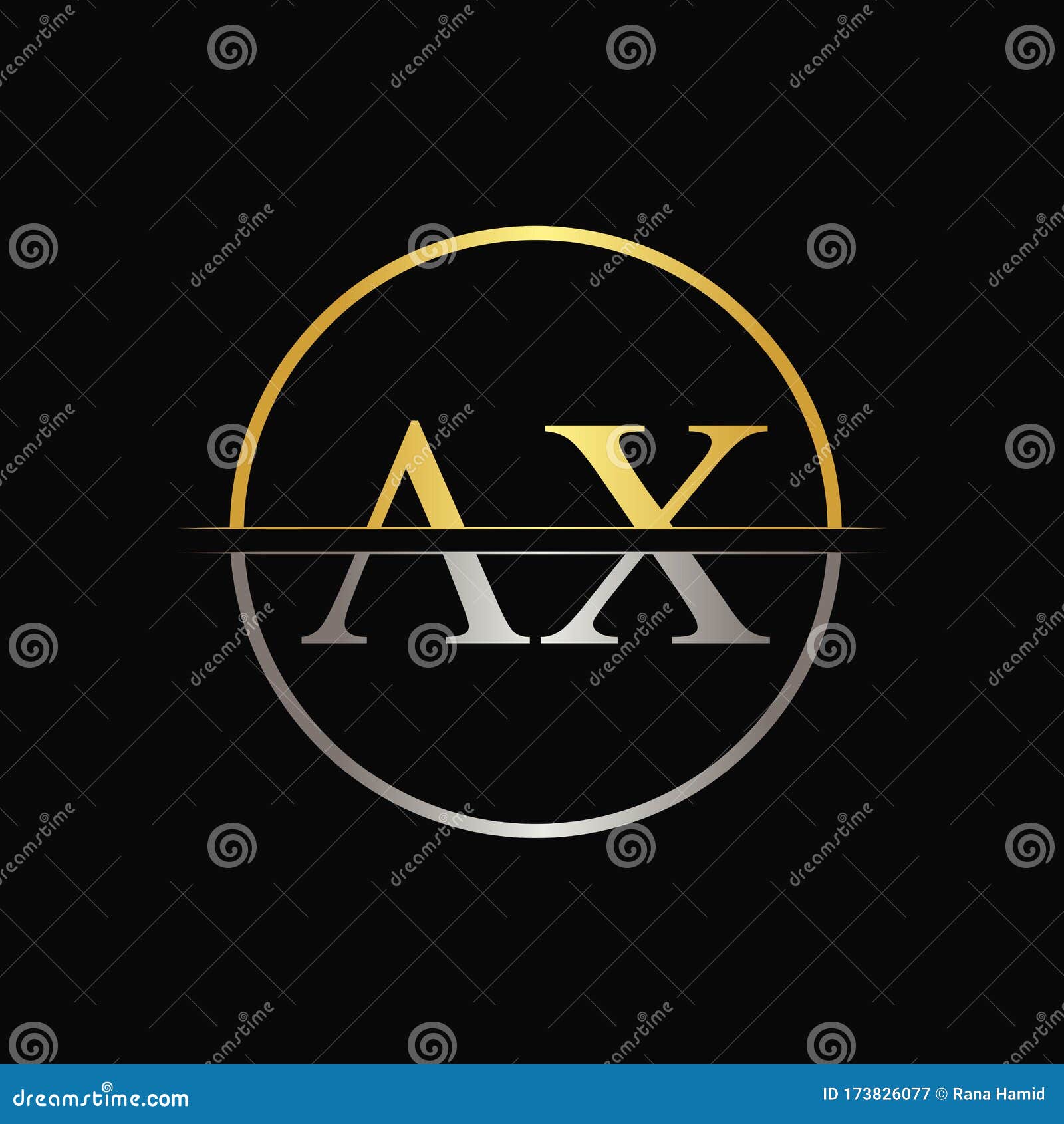 Initial Circle AX Letter with Modern Typography Vector Template ...