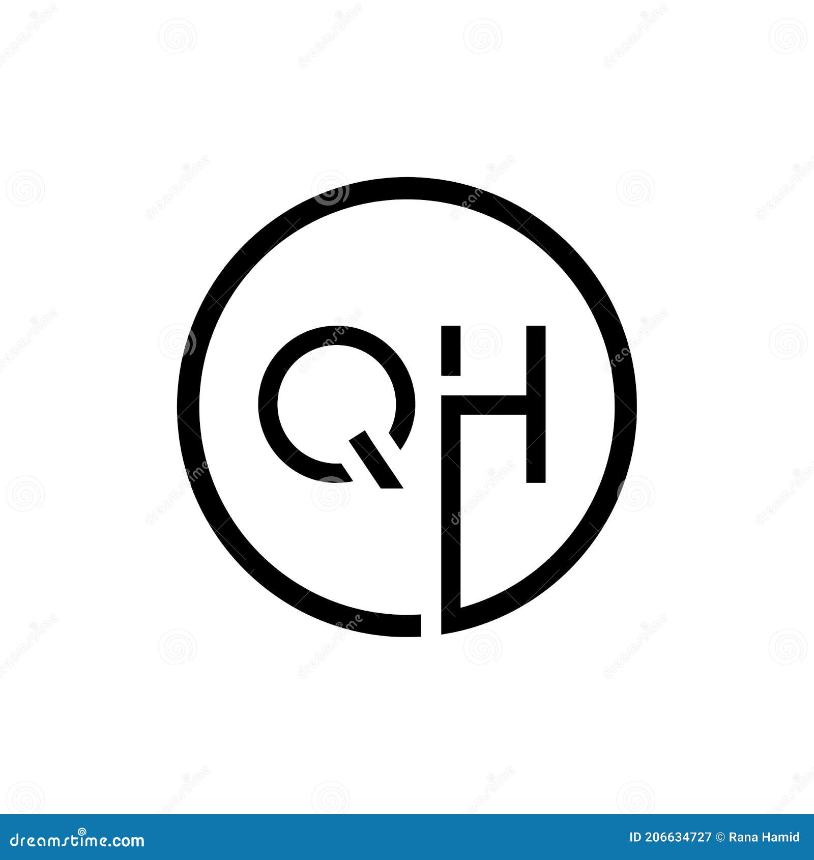 Initial Circle Letter QH Logo Design Vector Template. QH Letter Logo ...