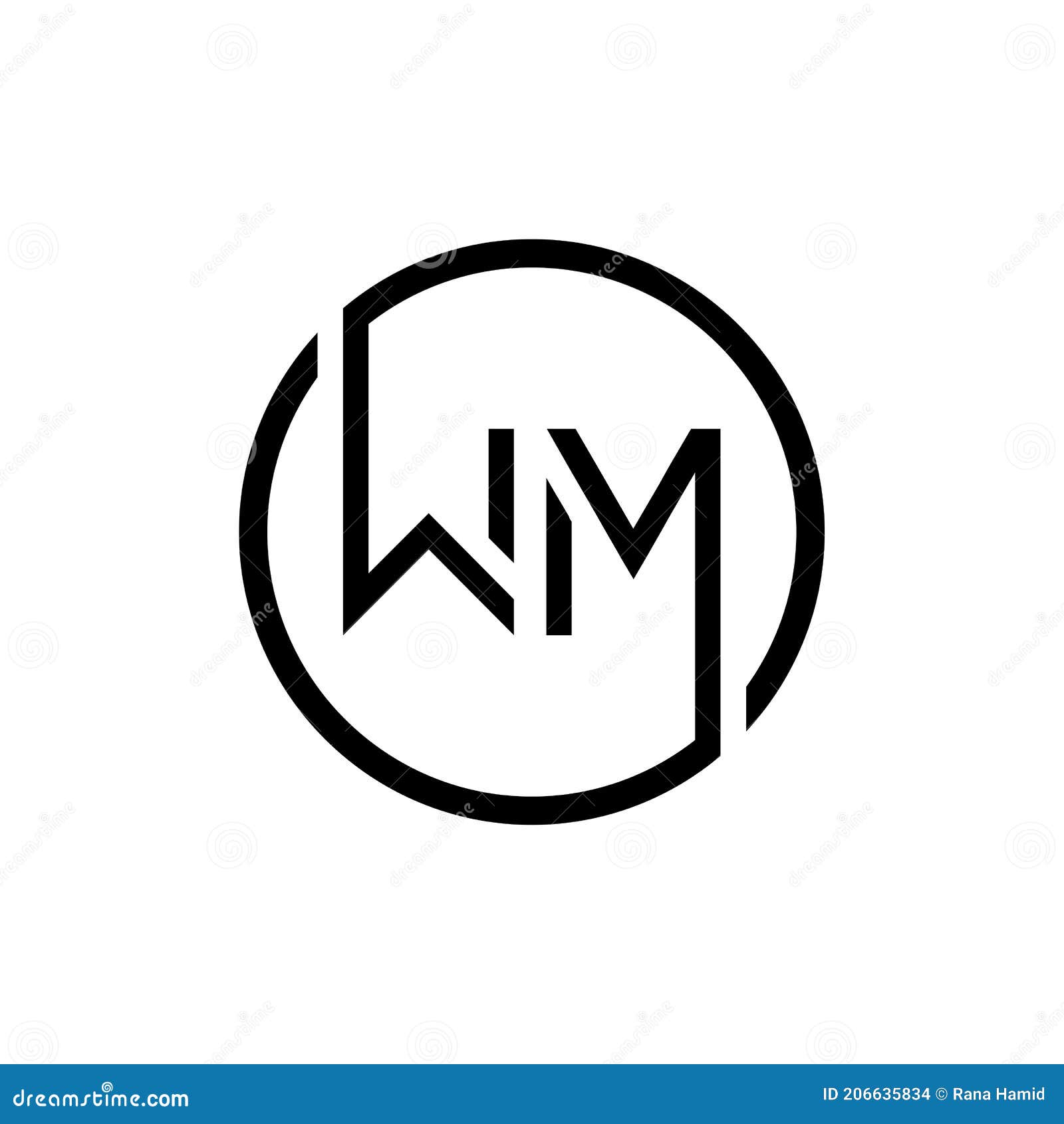 Initial Circle Letter WM Logo Design Vector Template. Initial Linked ...