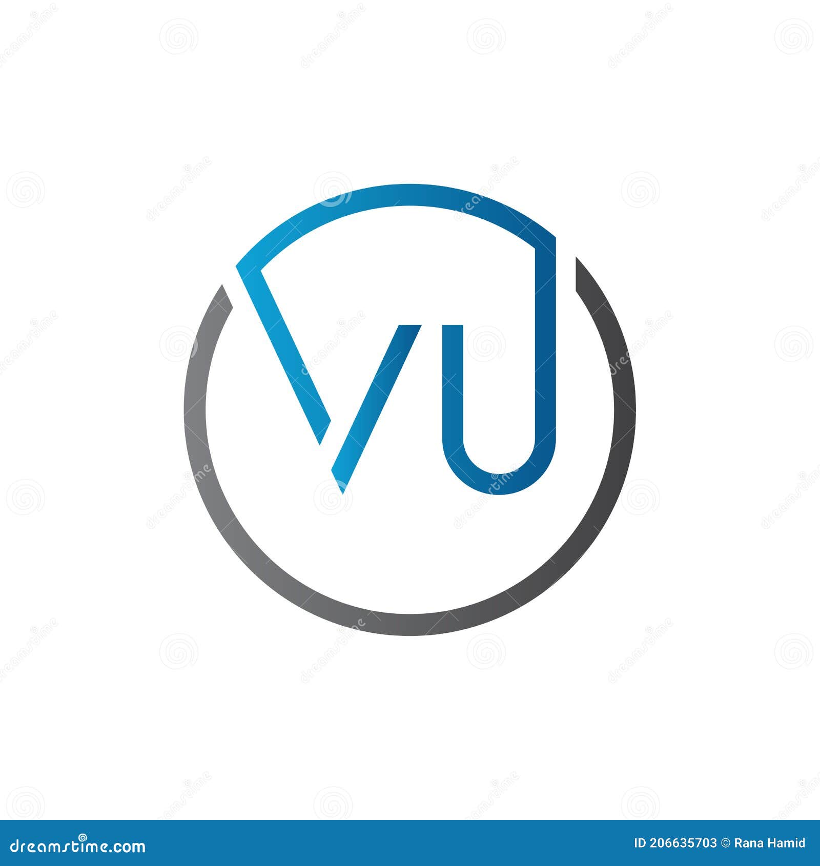 Initial Circle VU Letter Logo Creative Typography Vector Template ...