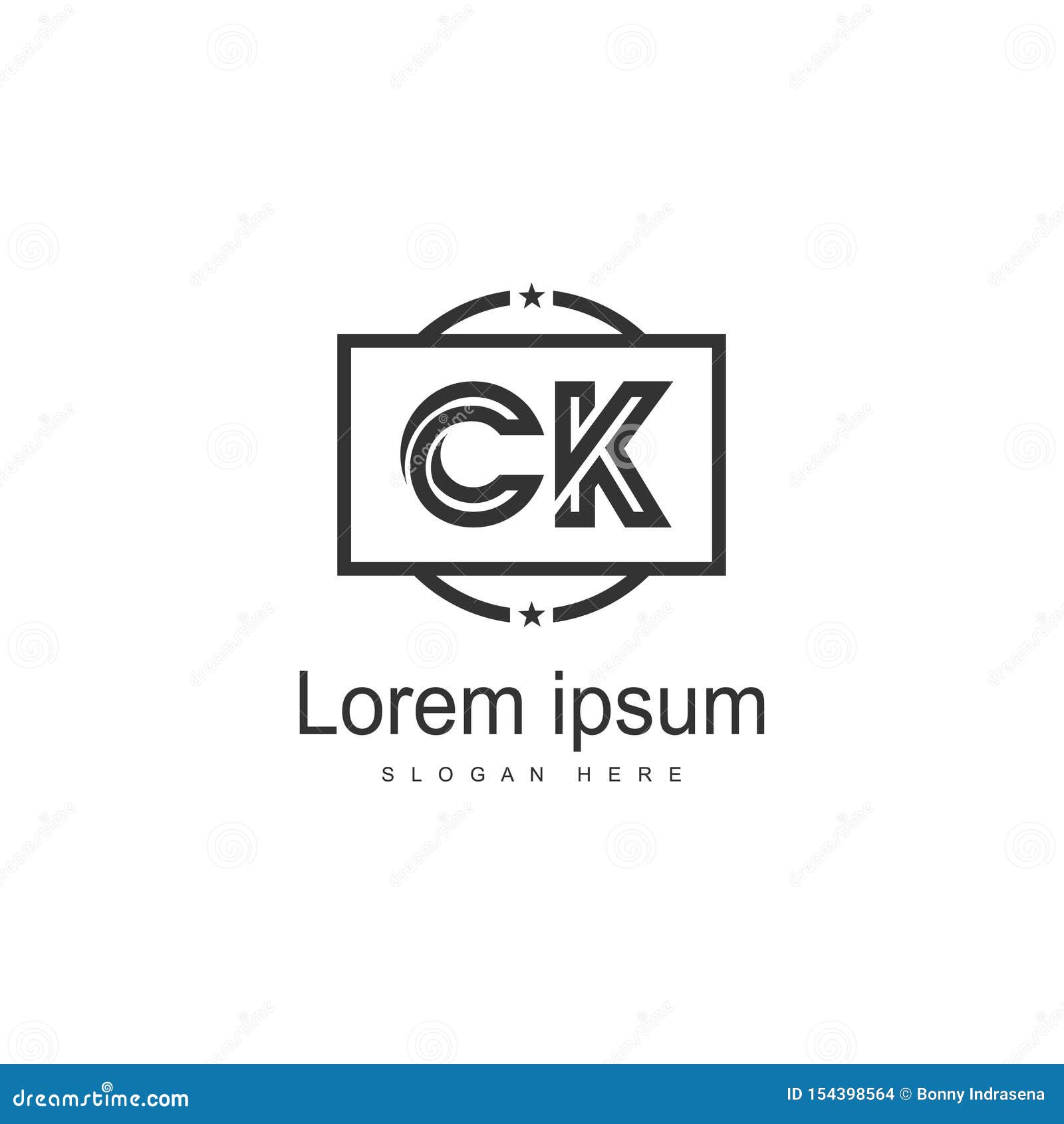 Initial CK Logo Template with Modern Frame. Minimalist CK Letter Logo ...