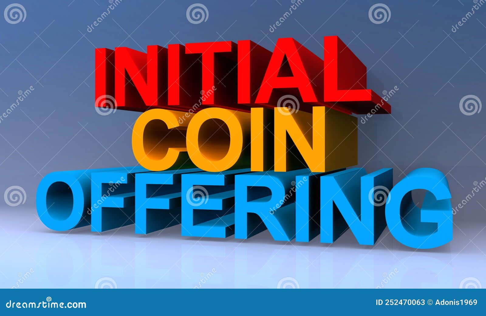 Initial Coin Offering on Blue Stock Illustration - Illustration of blue ...