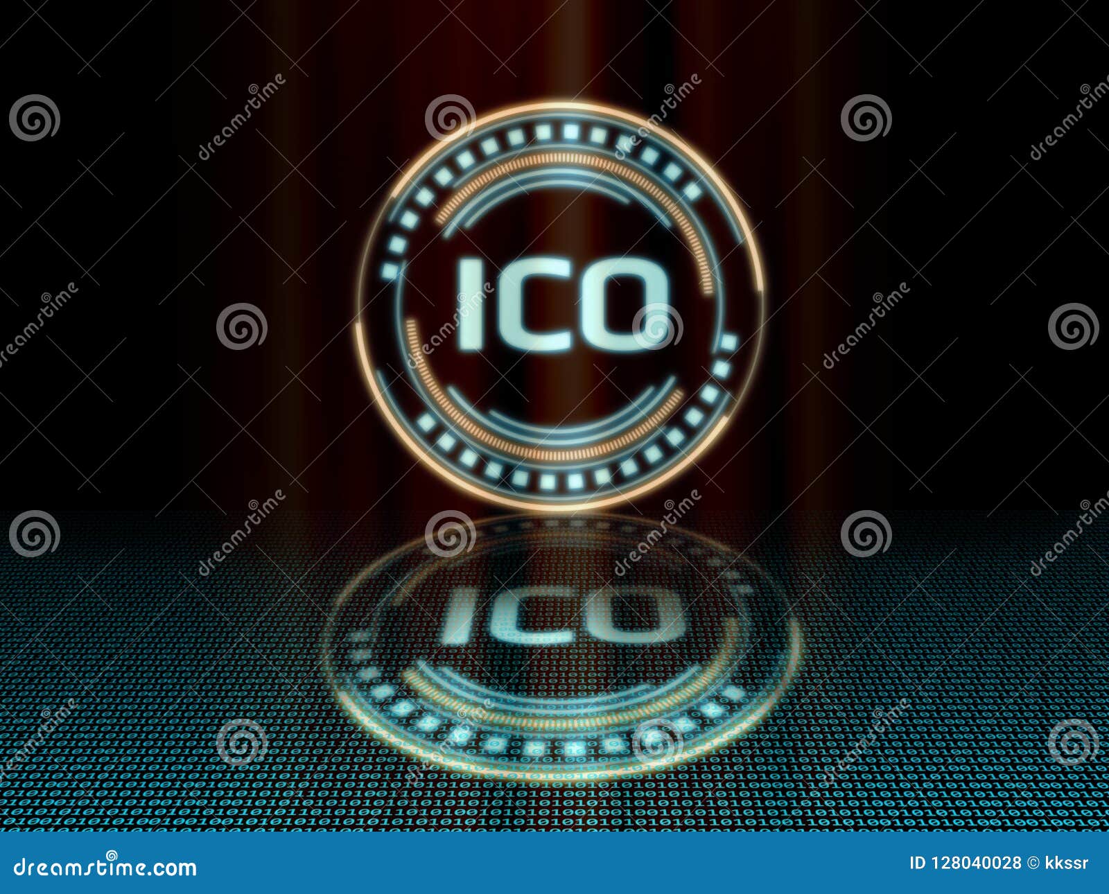 Initial Coin Offering ICO with Glowing Blue Led Color Giving a Feeling ...