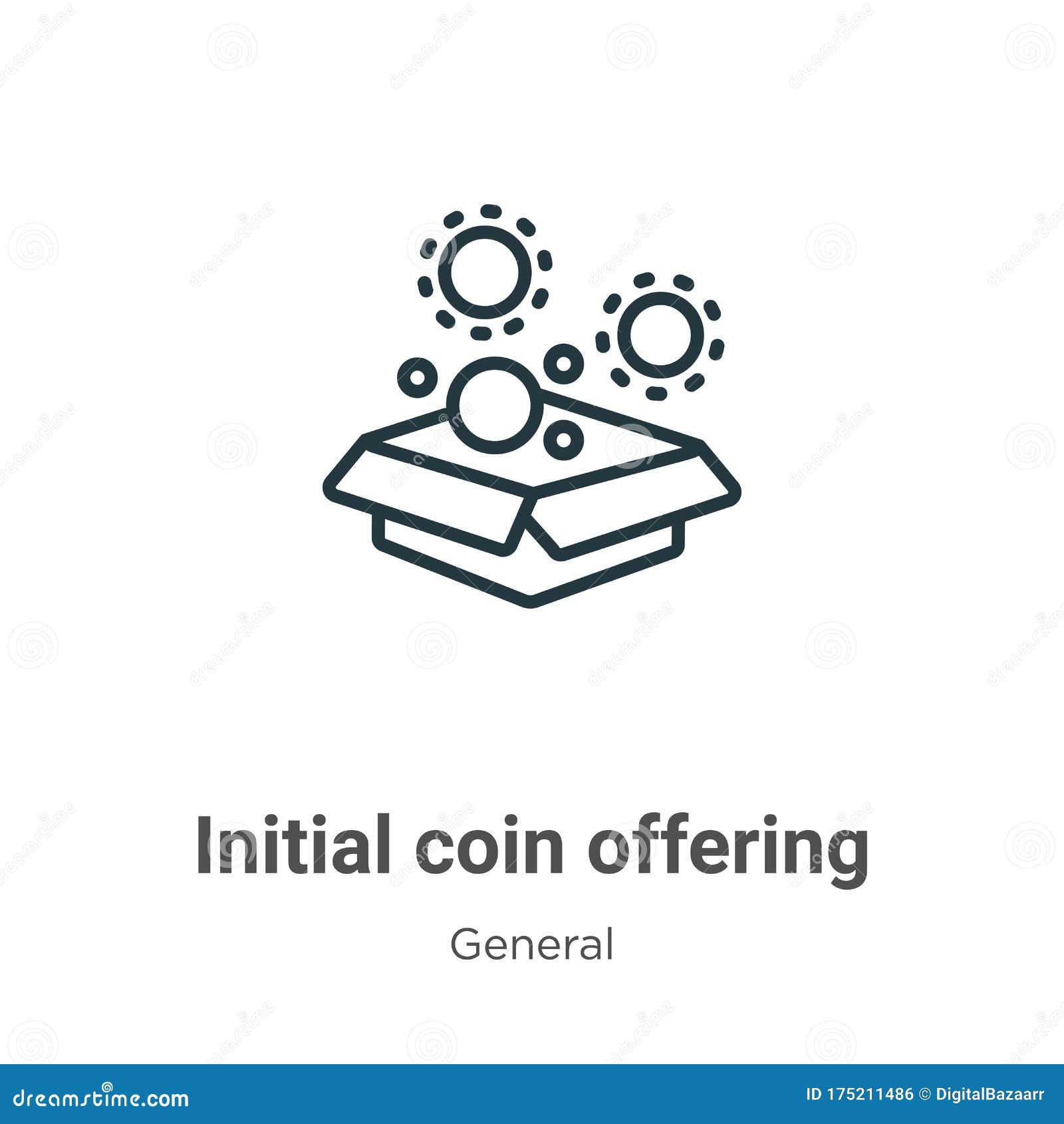 Initial Coin Offering Outline Vector Icon. Thin Line Black Initial Coin ...