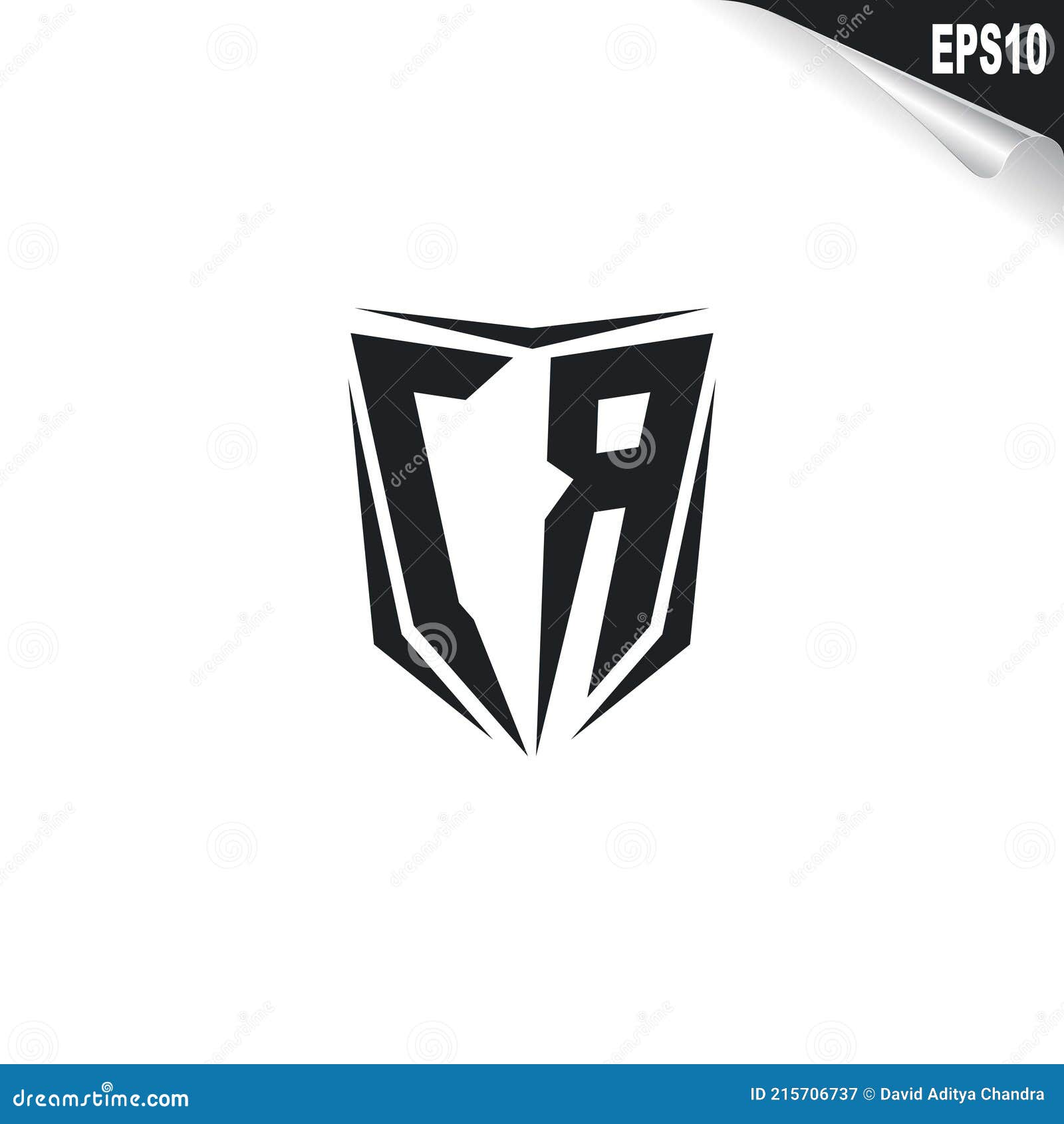 Initial CR Logo Design with Shield Style, Logo Business Branding Stock ...