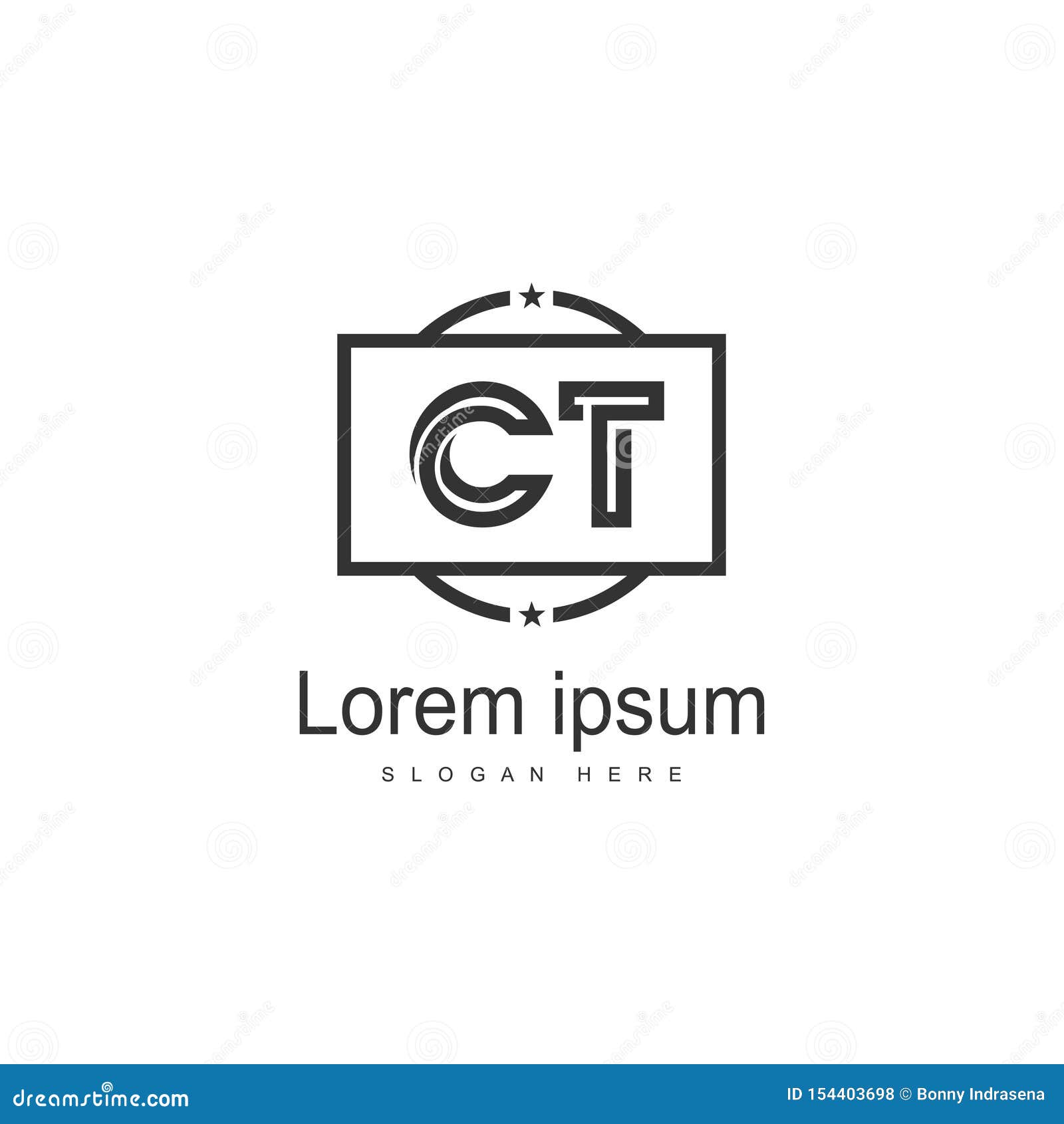 Initial CT Logo Template with Modern Frame. Minimalist CT Letter Logo ...