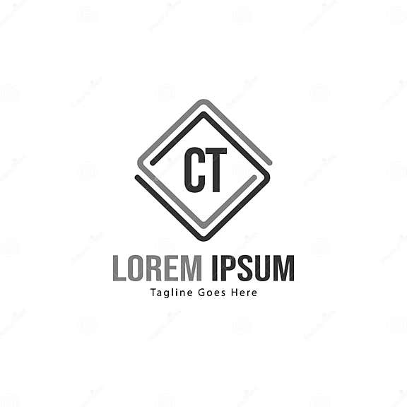 Initial CT Logo Template with Modern Frame. Minimalist CT Letter Logo ...