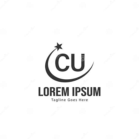 Initial CU Logo Template with Modern Frame. Minimalist CU Letter Logo ...