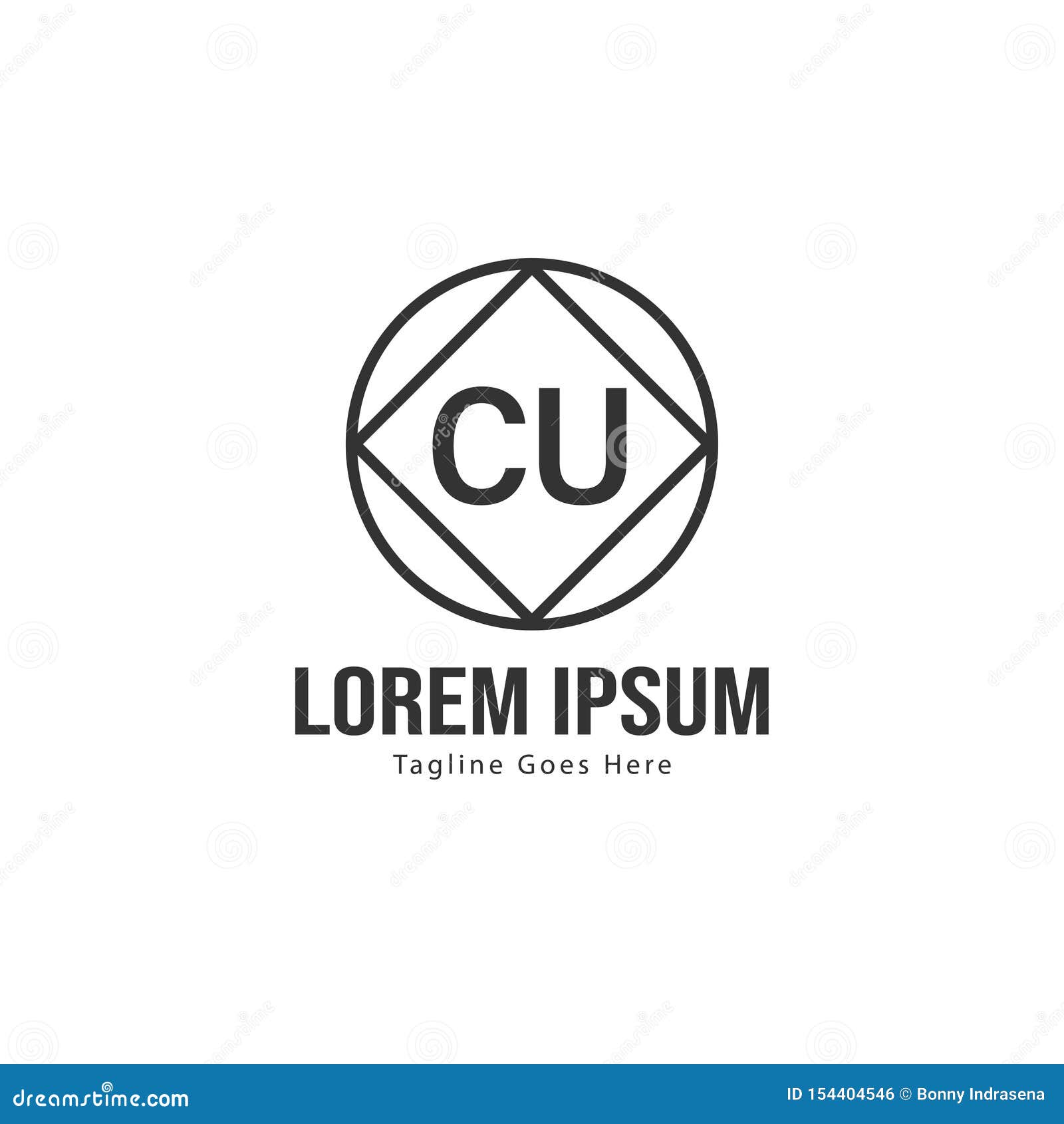 Initial CU Logo Template with Modern Frame. Minimalist CU Letter Logo ...
