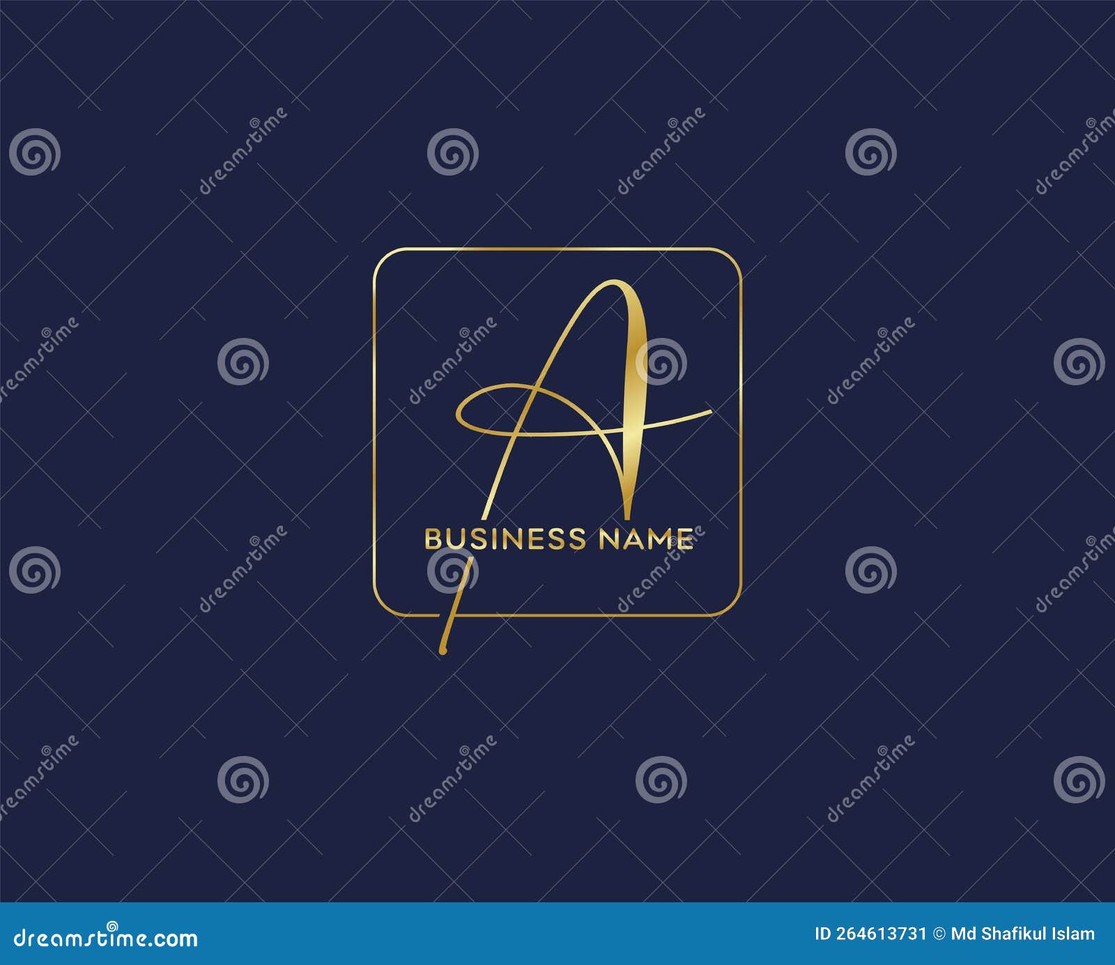 Initial Cursive Golden Color with Typography Text a Vector Stock ...