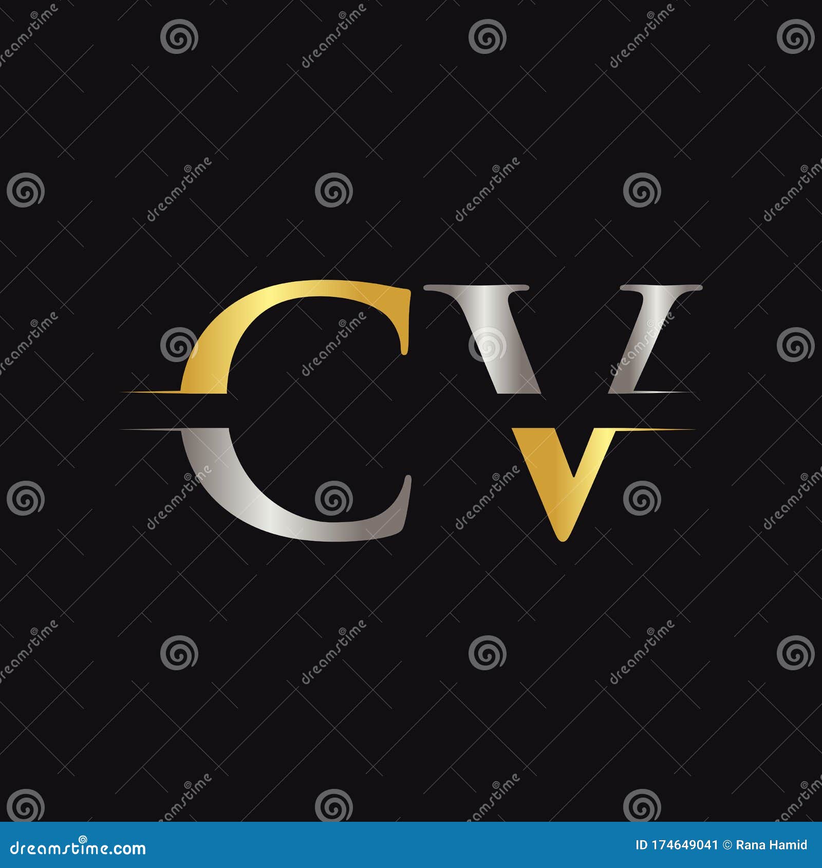 Initial CV Letter Logo with Creative Modern Business Typography Vector ...