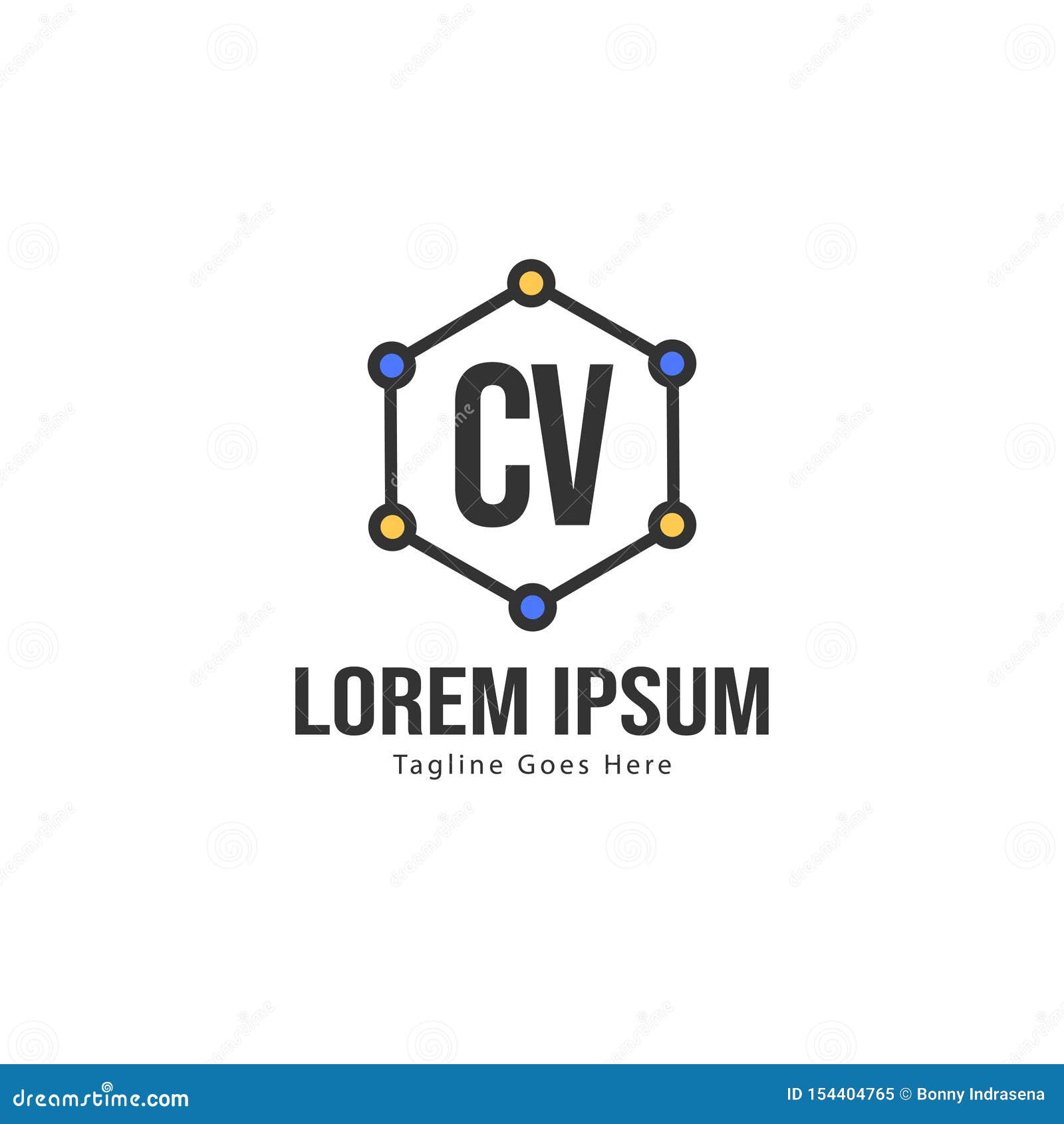 Initial CV Logo Template with Modern Frame. Minimalist CV Letter Logo ...