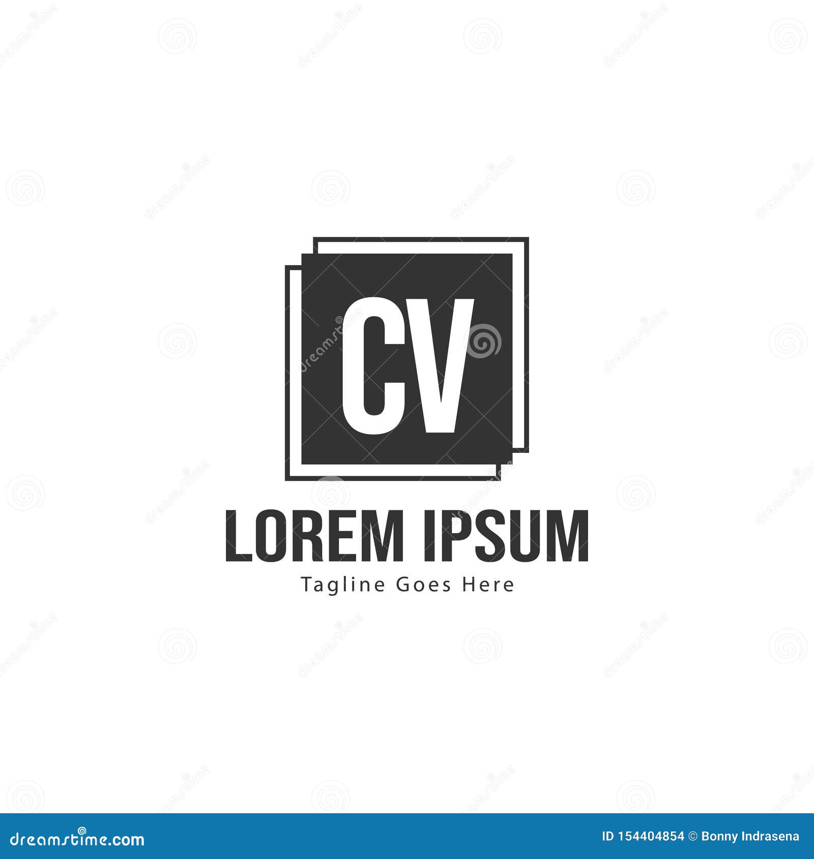 Initial CV Logo Template with Modern Frame. Minimalist CV Letter Logo ...