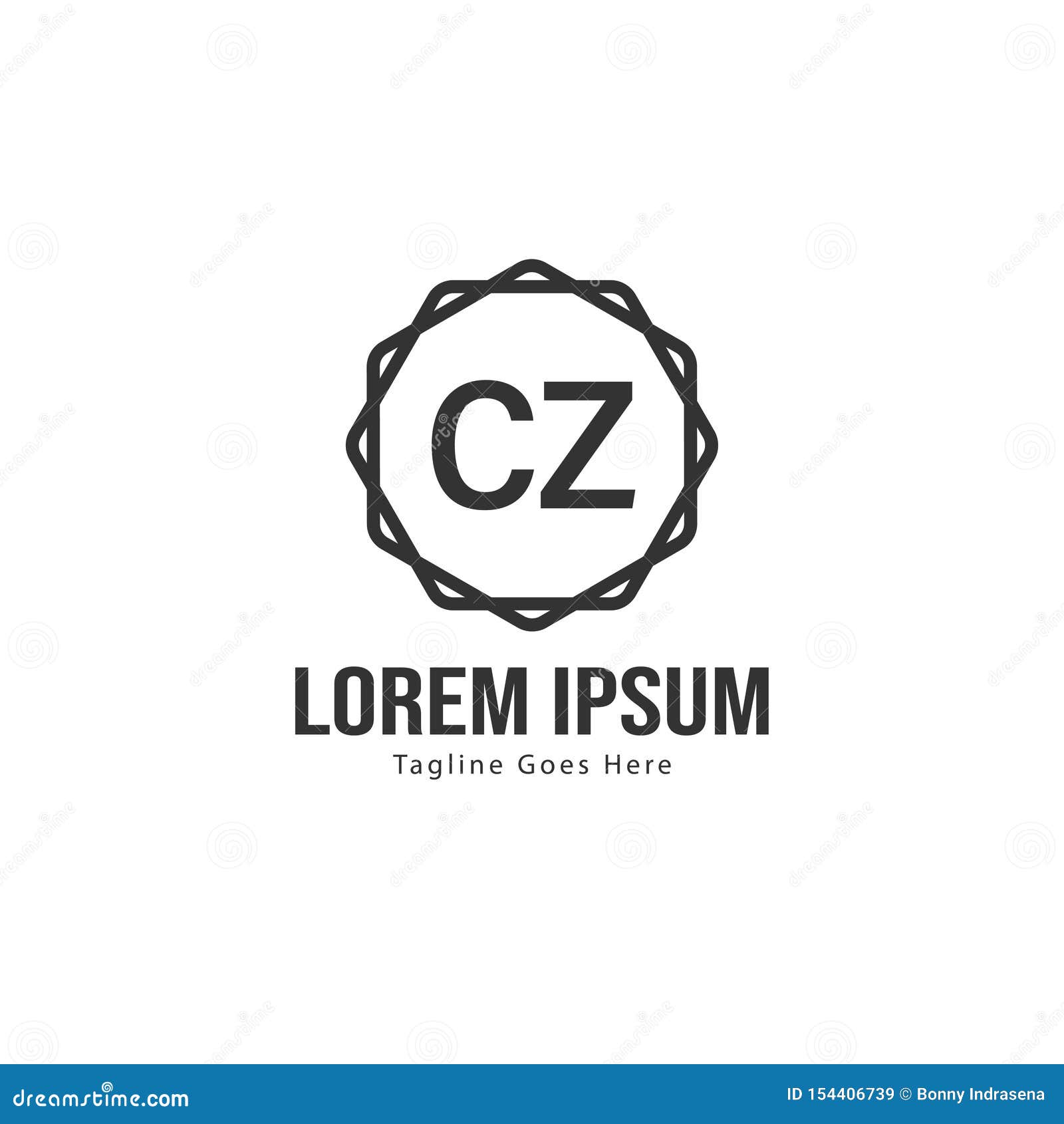 Initial CZ Logo Template with Modern Frame. Minimalist CZ Letter Logo ...
