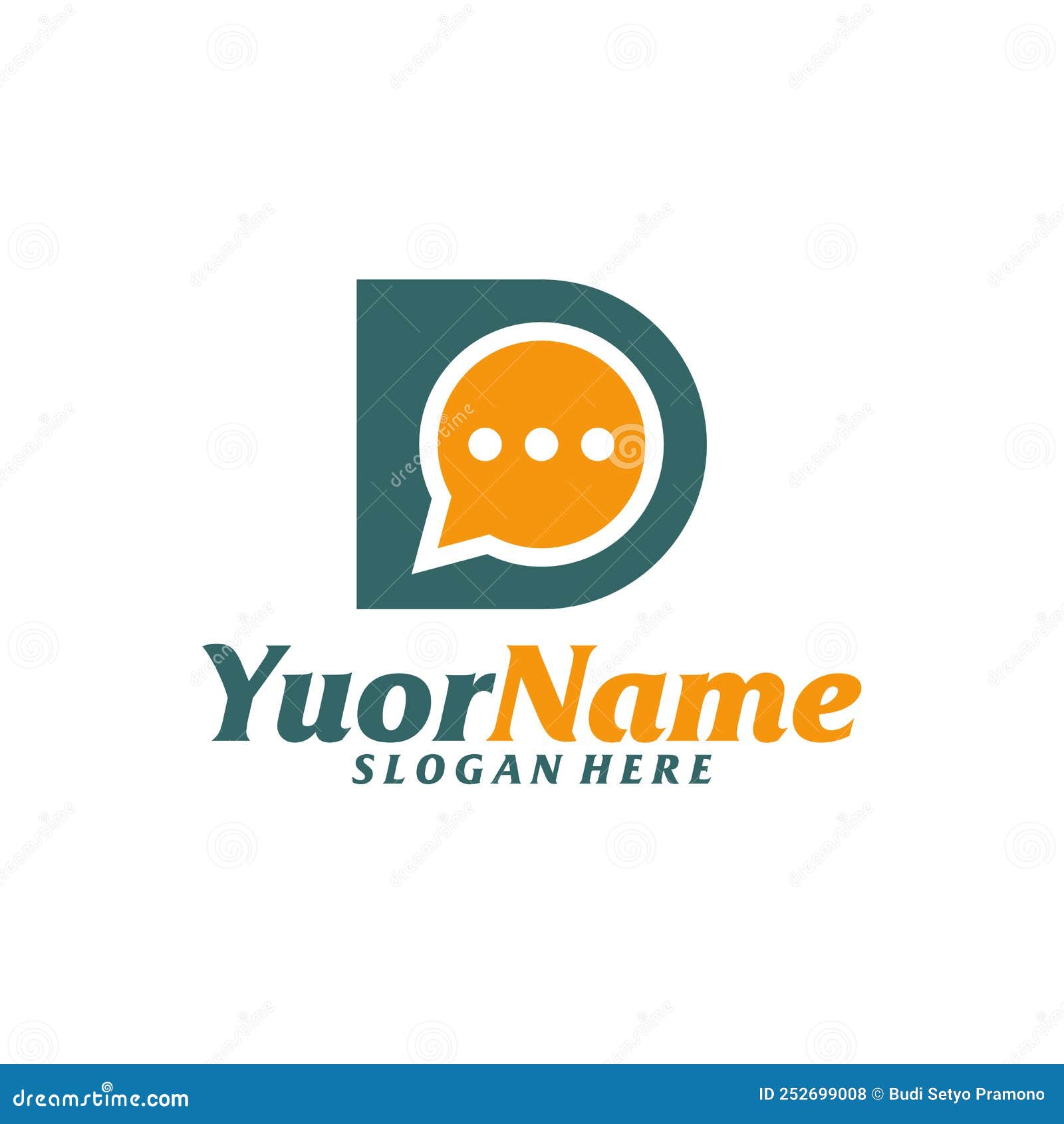 Initial D with Chat Logo Design Template. Letter D Logo Concept Vector ...