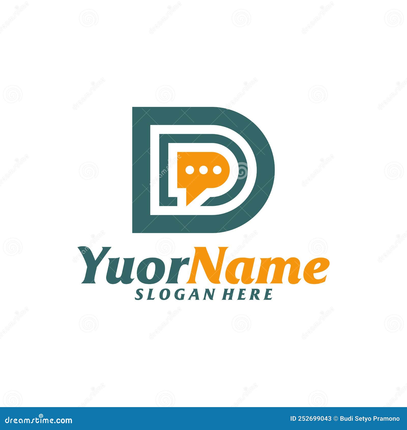 Initial D with Chat Logo Design Template. Letter D Logo Concept Vector ...