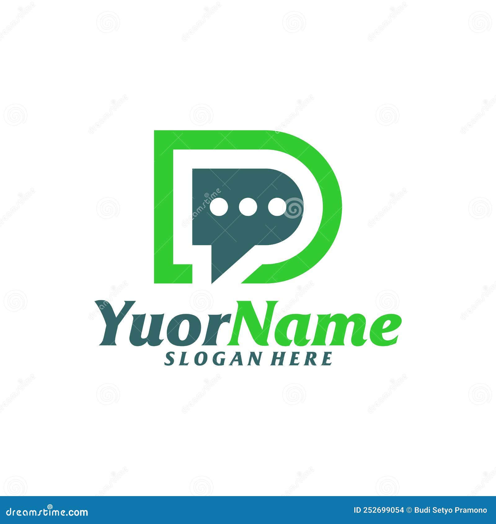 Initial D with Chat Logo Design Template. Letter D Logo Concept Vector ...