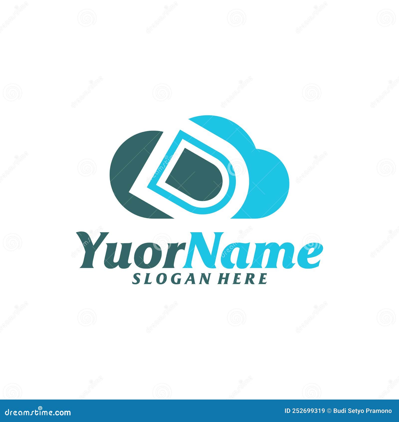 Initial D with Cloud Logo Design Template. Letter D Logo Concept Vector ...