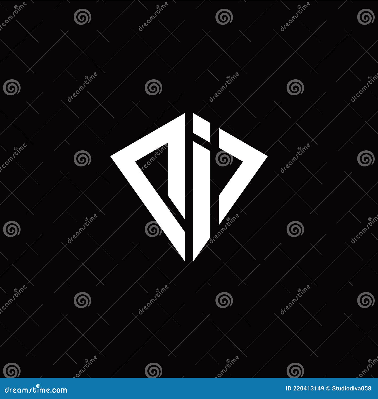 Initial D I Letter with Kite Modern Style Logo Template Vector Stock ...