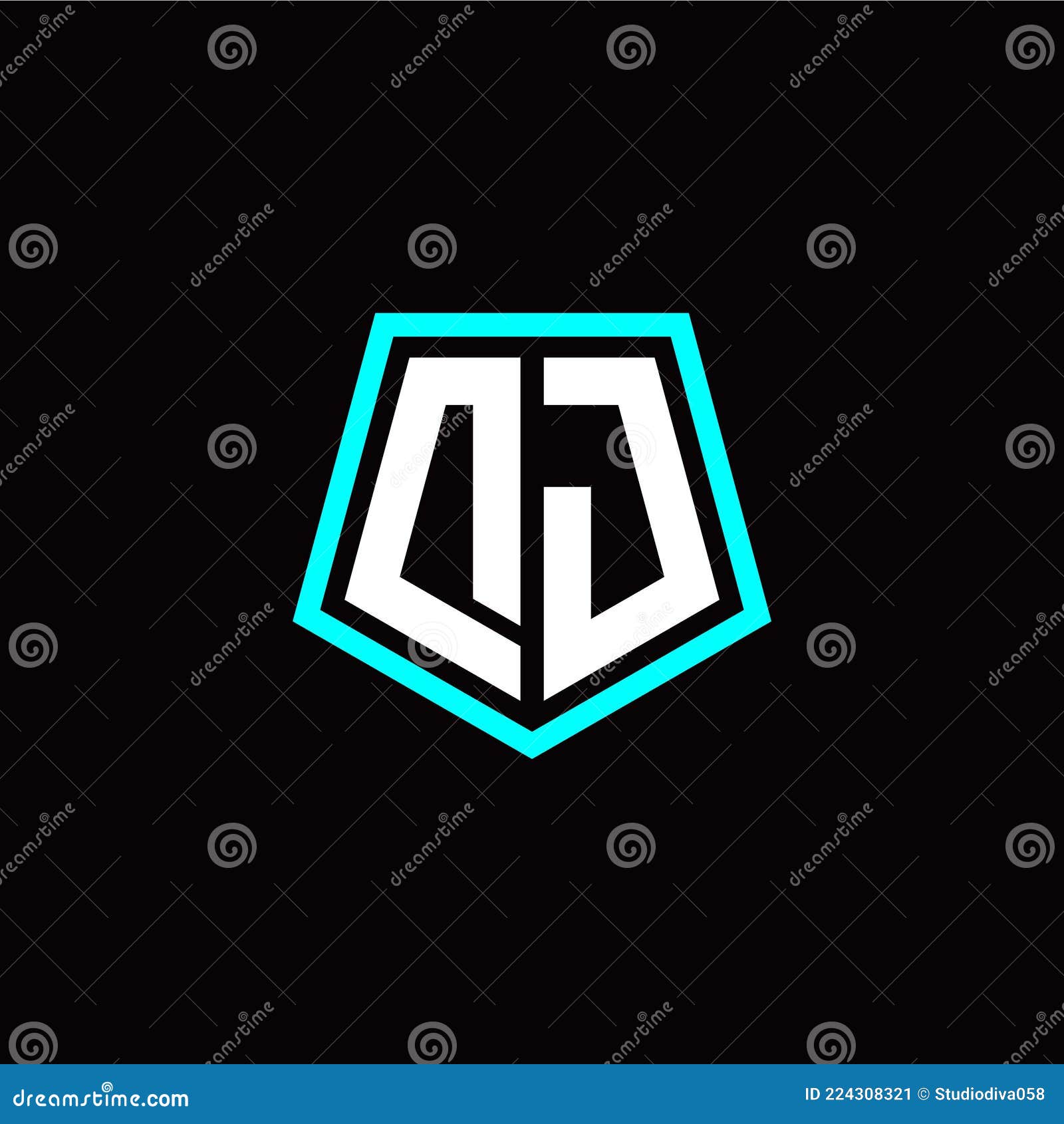 Initial D J Letter with Polygon Modern Style Logo Template Vector Stock ...