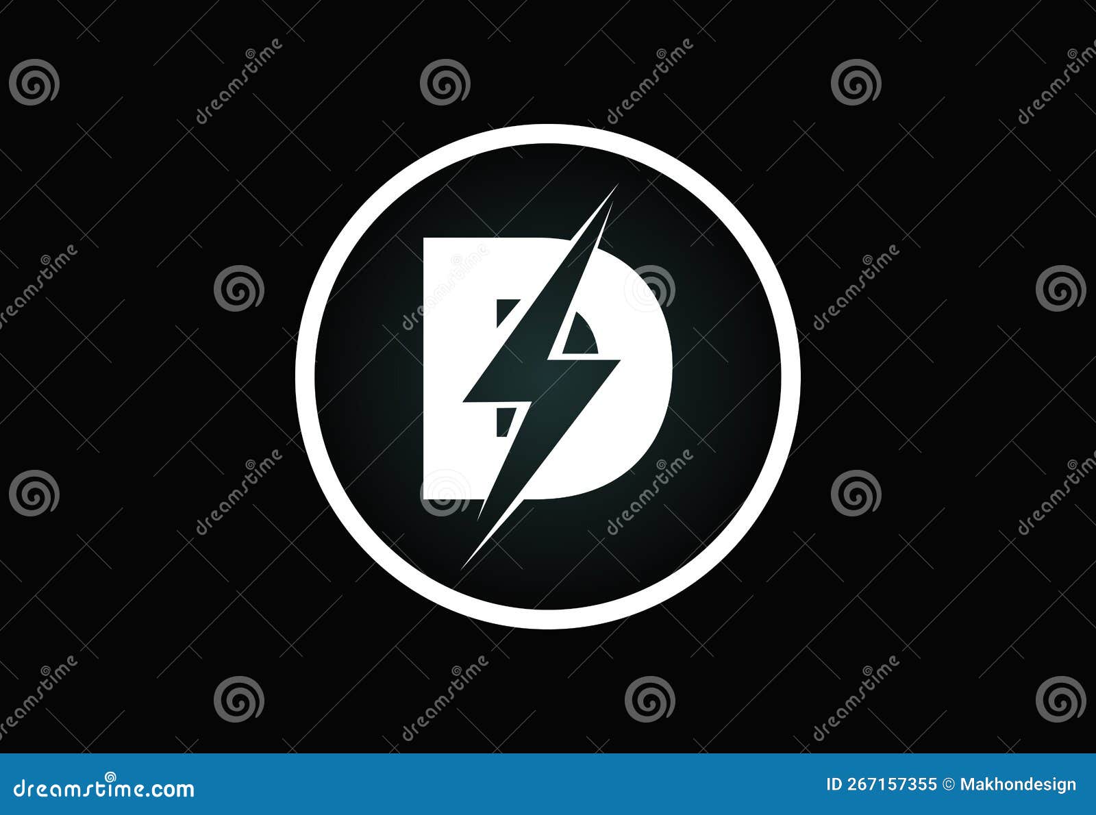 Initial D Letter Logo Design with Lighting Thunder Bolt. Electric Bolt ...