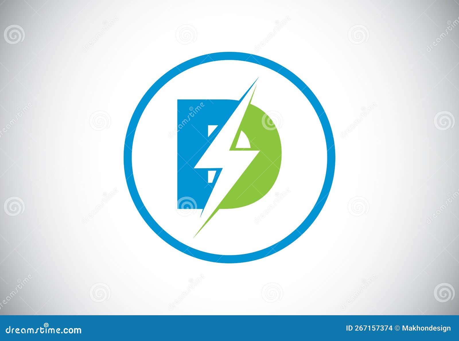 Initial D Letter Logo Design with Lighting Thunder Bolt. Electric Bolt ...
