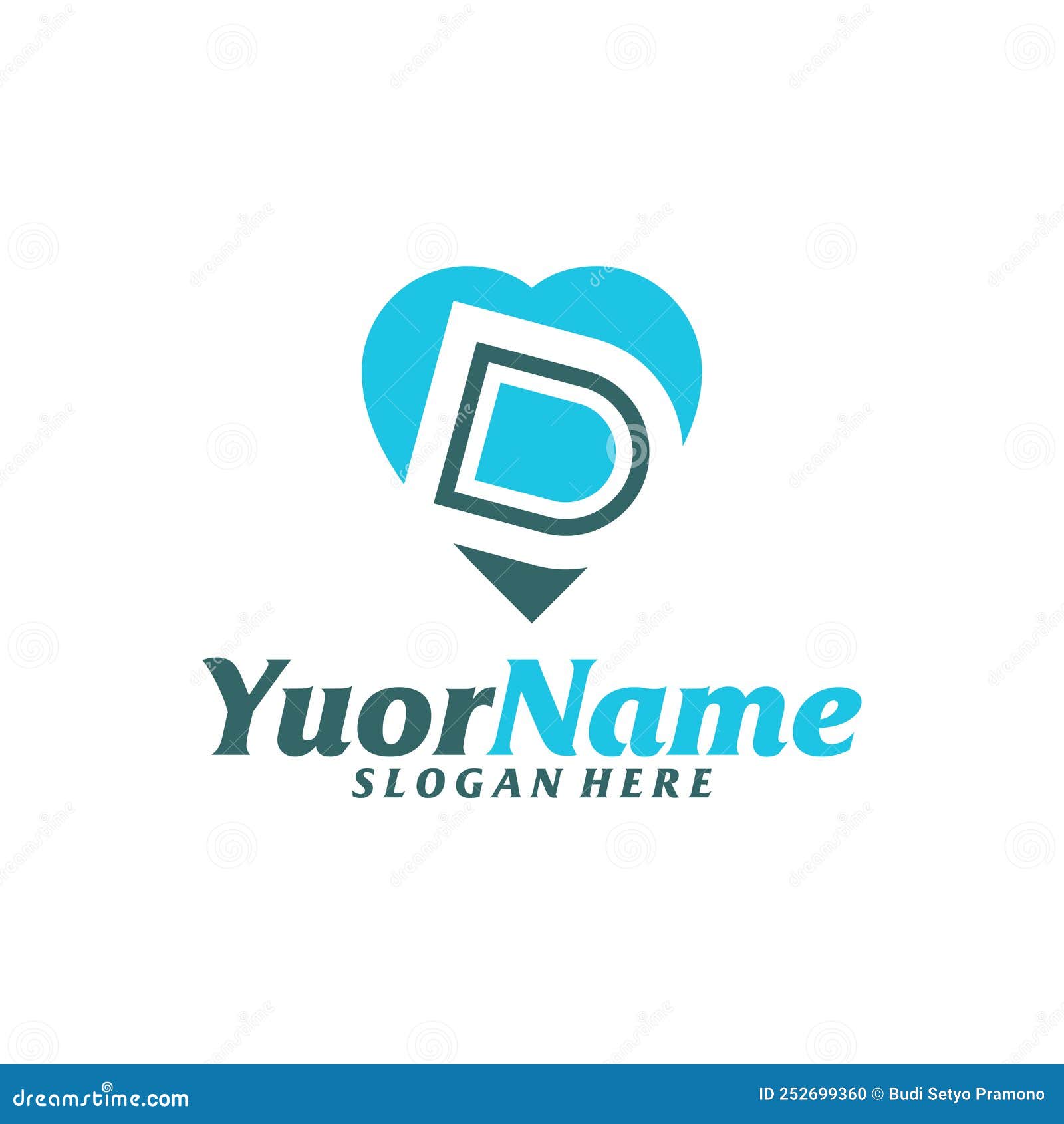 Initial D with Love Logo Design Template. Letter D Logo Concept Vector ...