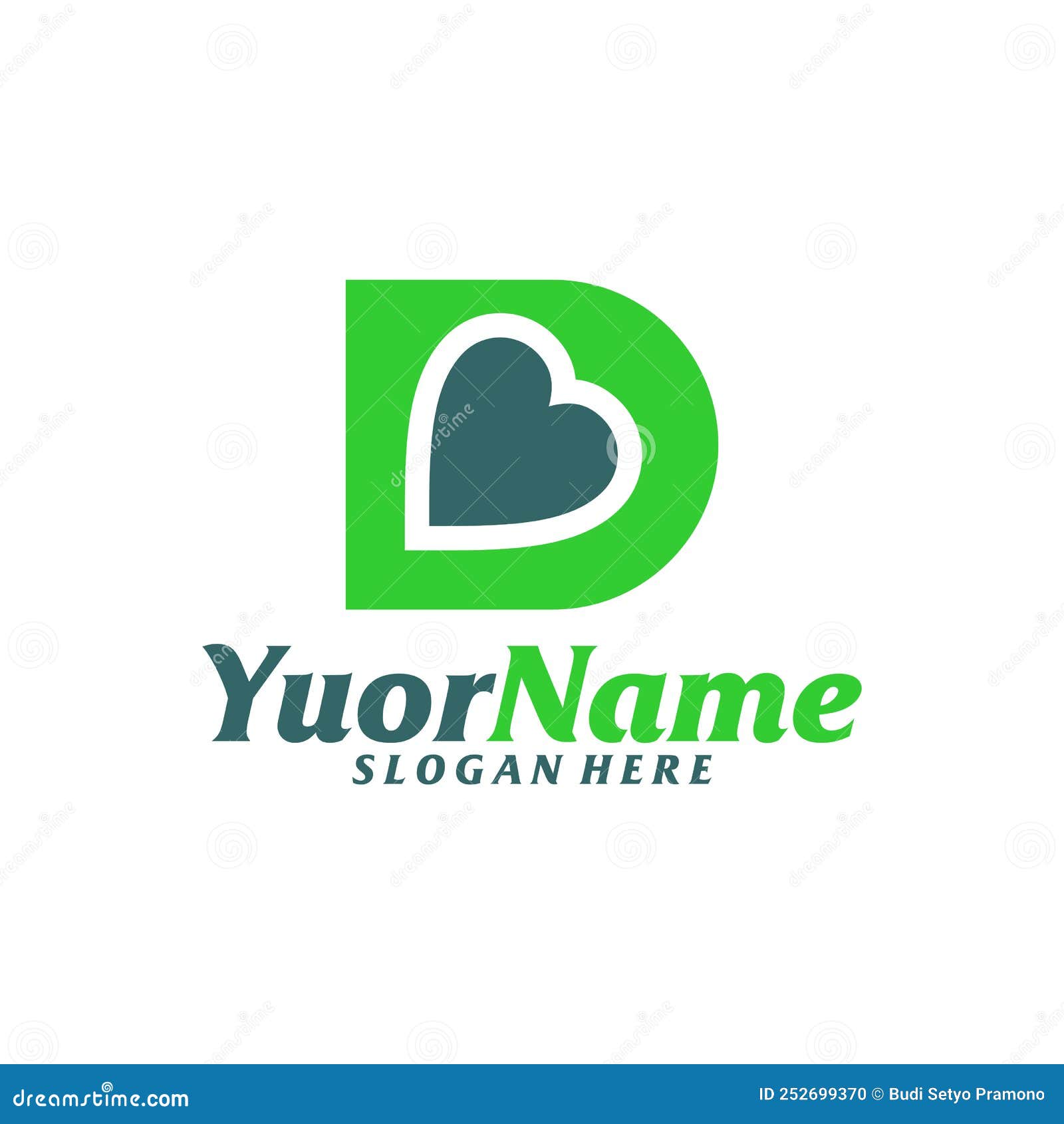 Initial D with Love Logo Design Template. Letter D Logo Concept Vector ...