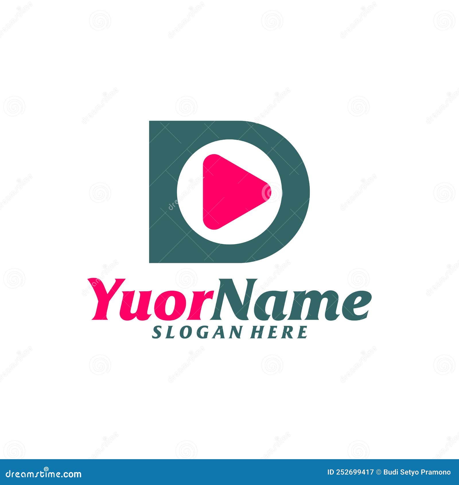 Initial D with Play Logo Design Template. Letter D Logo Concept Vector ...