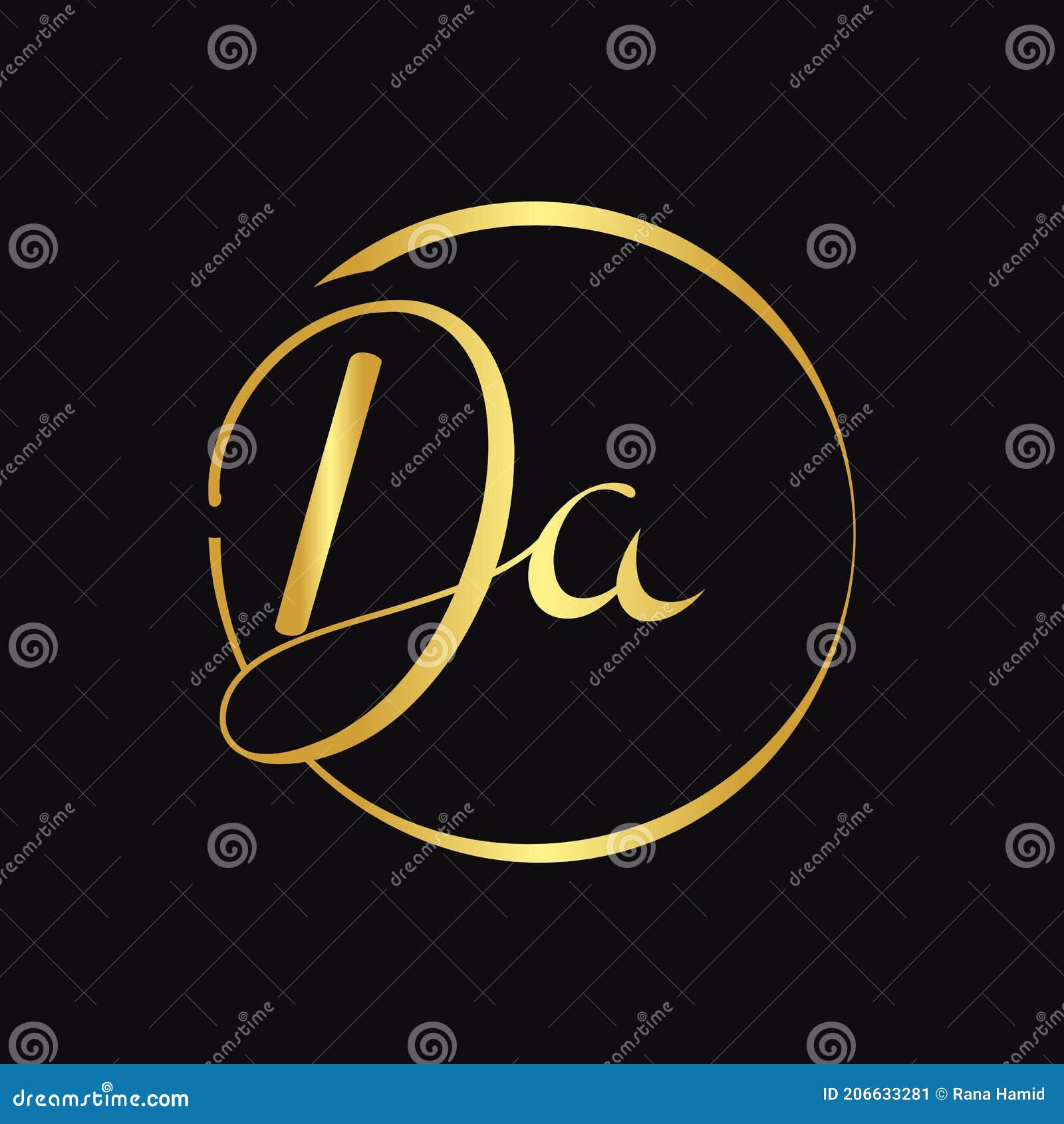 Initial DA Script Letter Type Logo Design with Modern Typography Vector ...