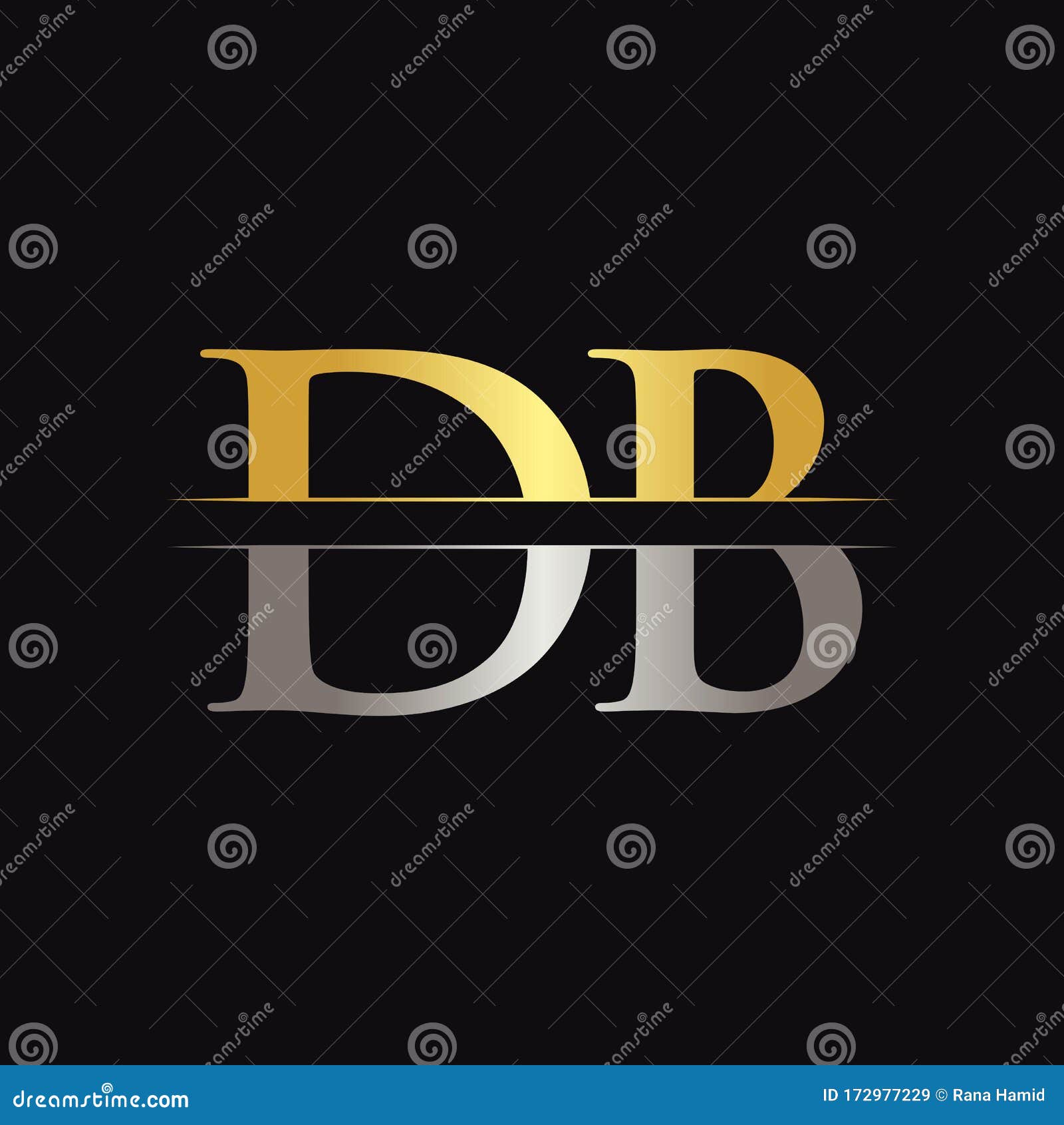 Initial DB Letter Logo Design Vector with Gold and Silver Color. DB ...