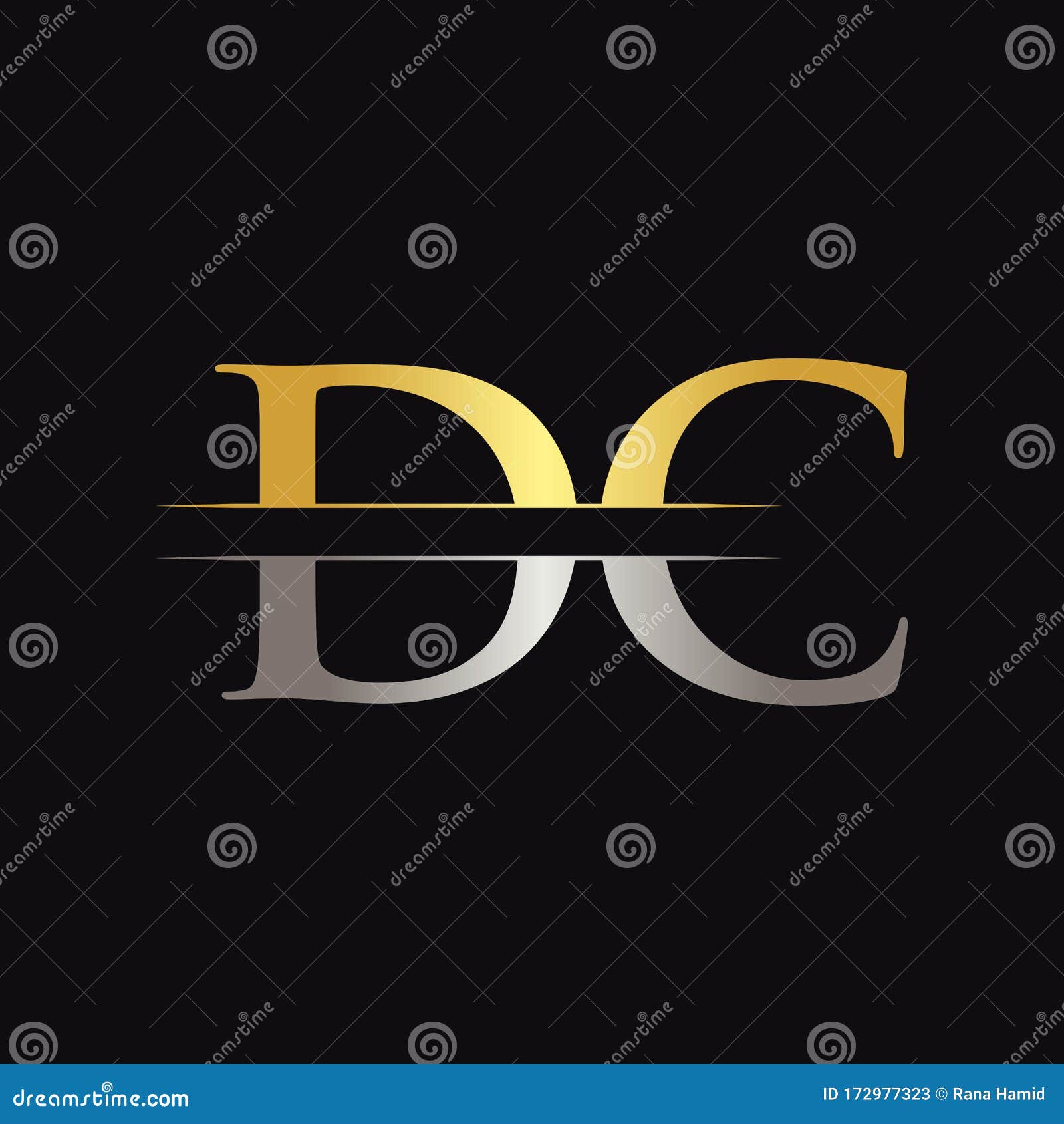 Initial DC Letter Logo Design Vector with Gold and Silver Color. DC ...