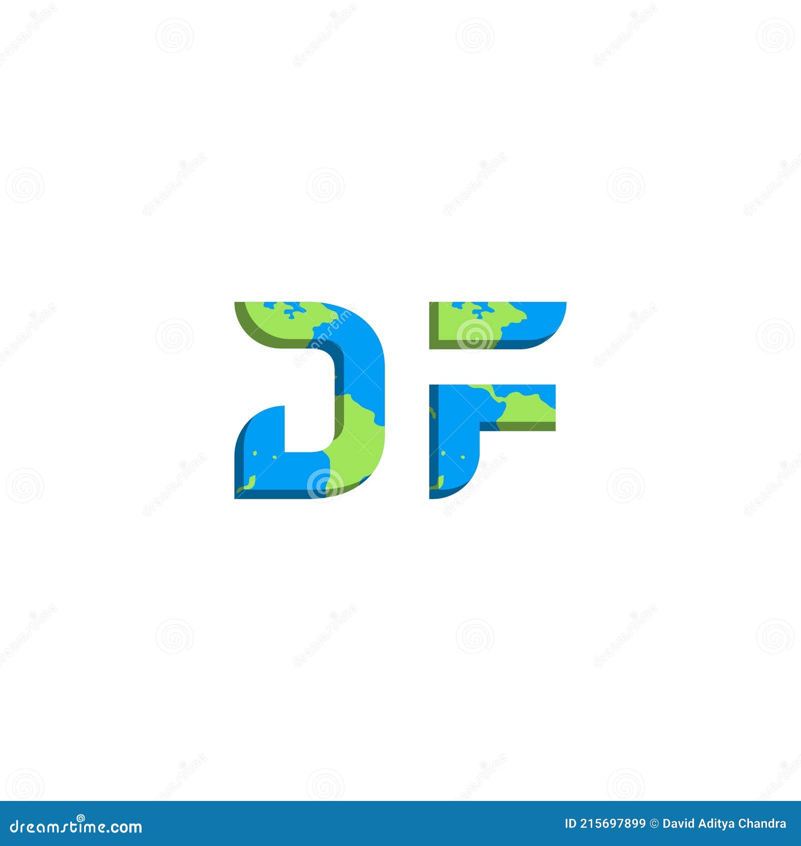 Initial DF Logo Design with World Map Style, Logo Business Branding ...