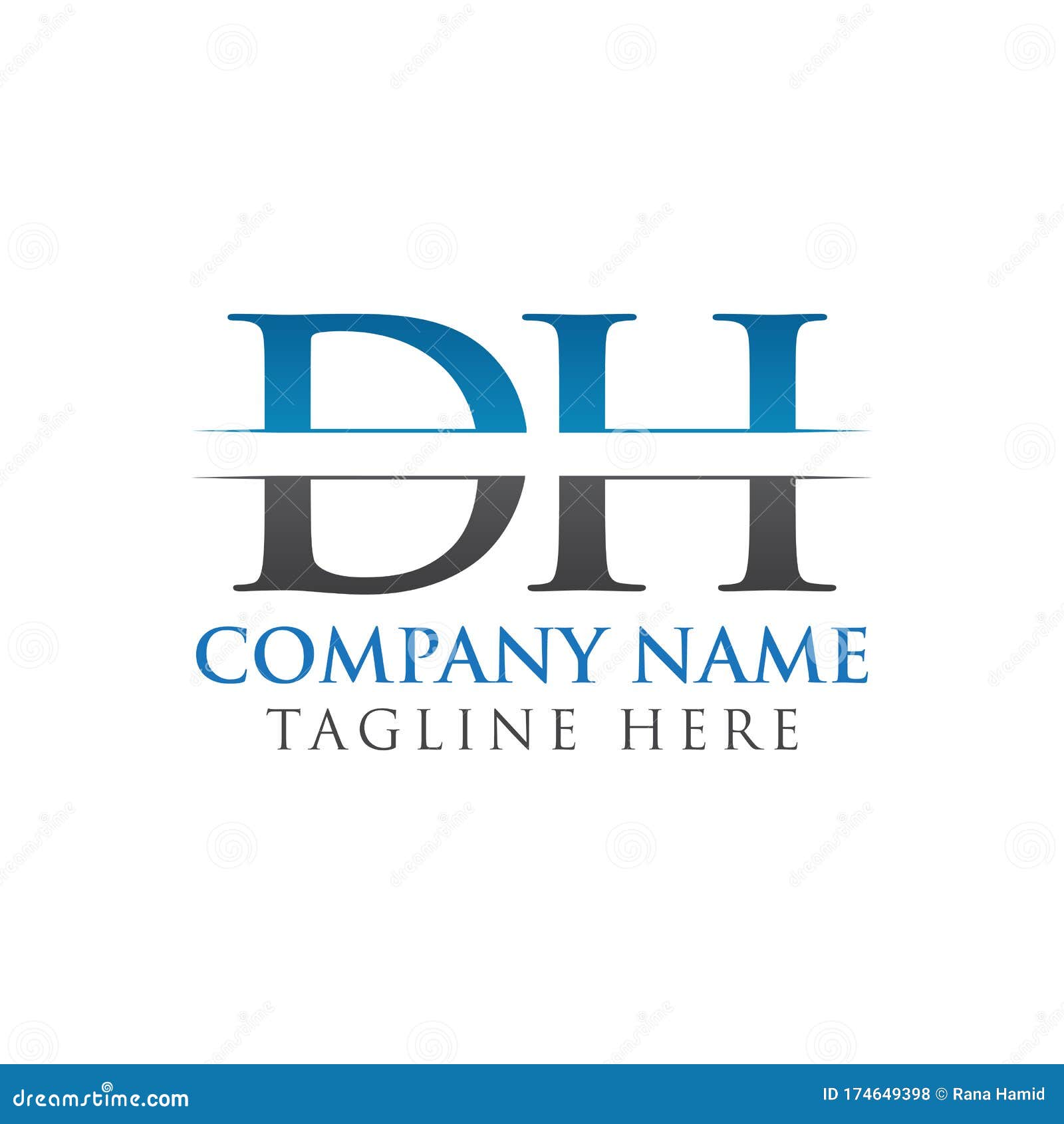 Initial DH Letter Logo Design Vector with Blue and Grey Color. DH Logo ...