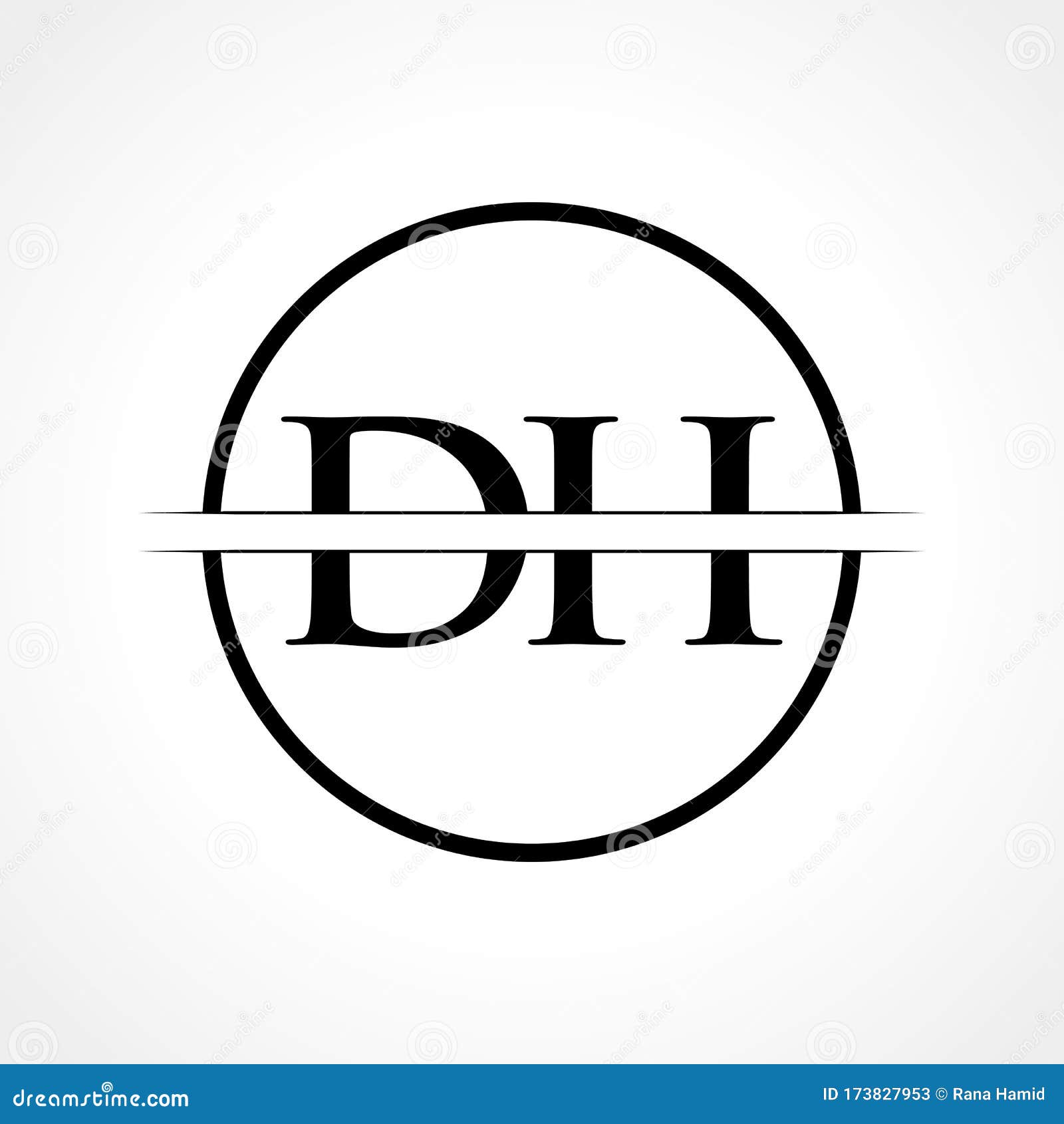 Initial DH Letter Logo Design Vector Template with Black Color. DH Logo ...