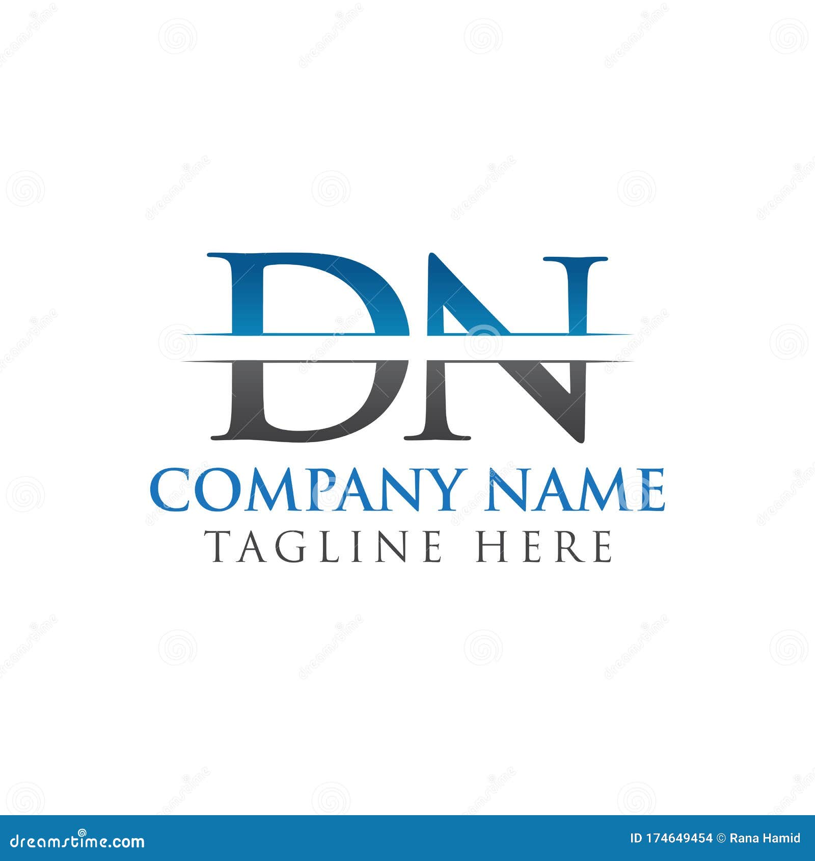 Initial DN Letter Logo Design Vector with Blue and Grey Color. DN Logo ...