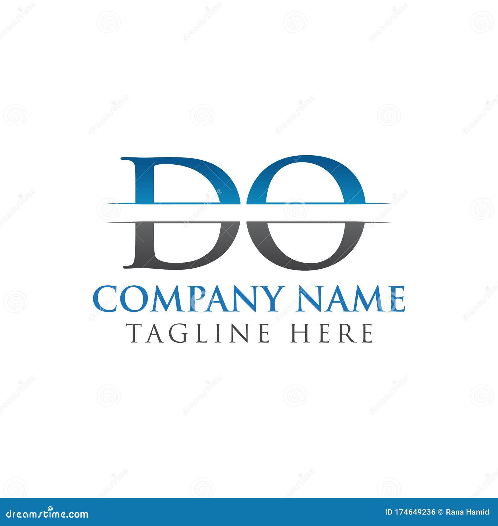 Initial DO Letter Logo Design Vector with Blue and Grey Color. DO Logo ...