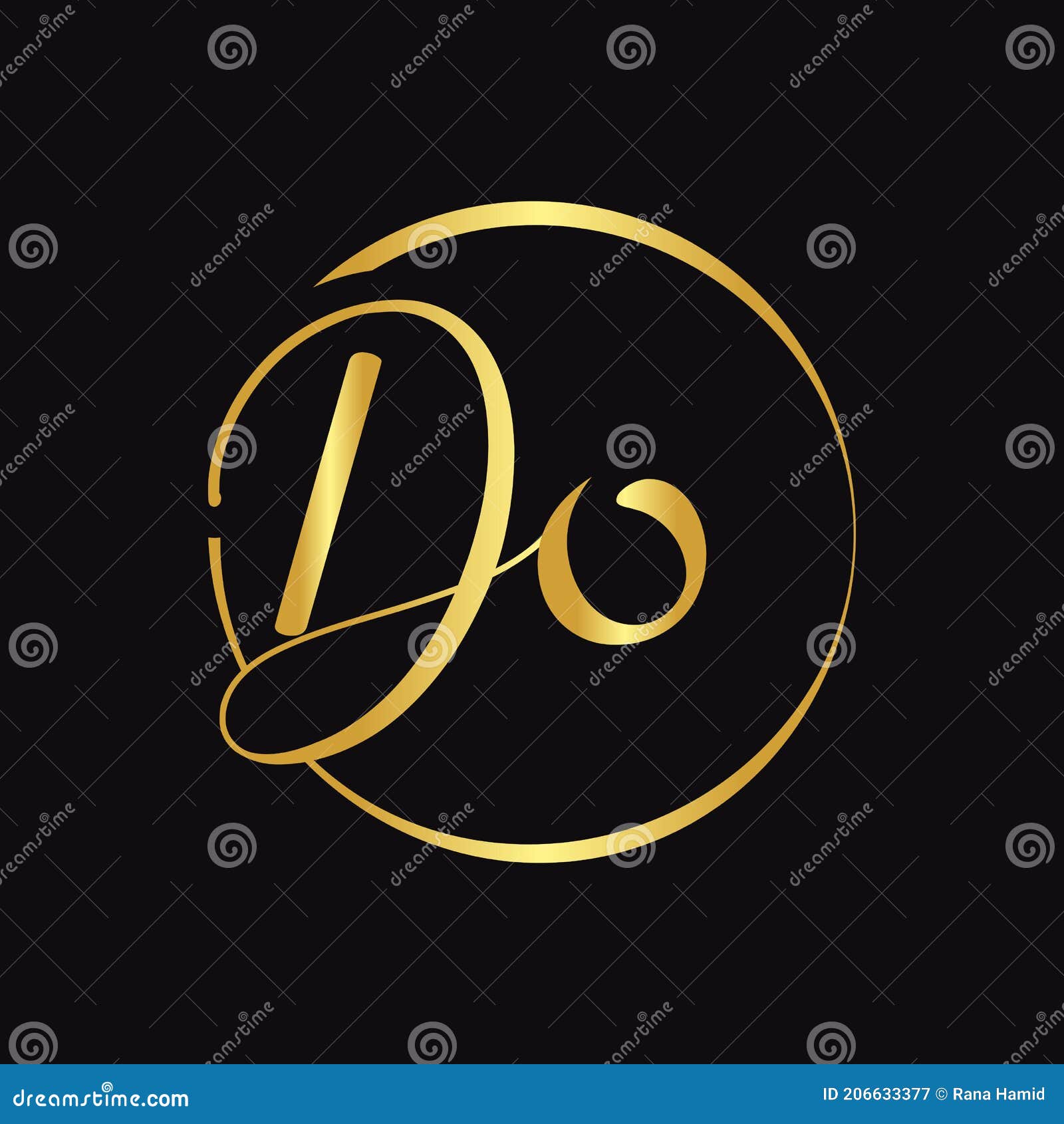 Initial DO Script Letter Type Logo Design with Modern Typography Vector ...