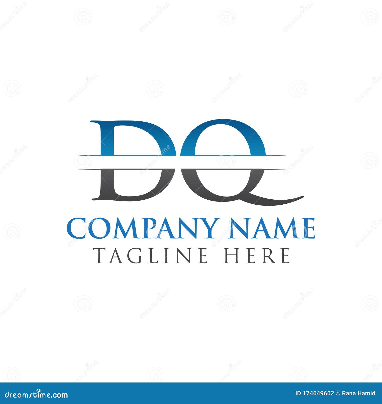 Initial DQ Letter Logo Design Vector with Blue and Grey Color. DQ Logo ...
