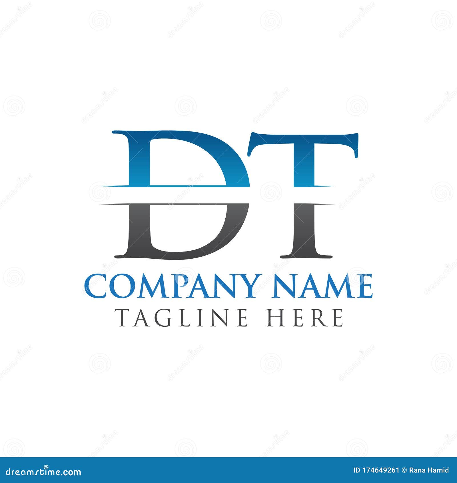 Initial DT Letter Logo Design Vector with Blue and Grey Color. DT Logo ...