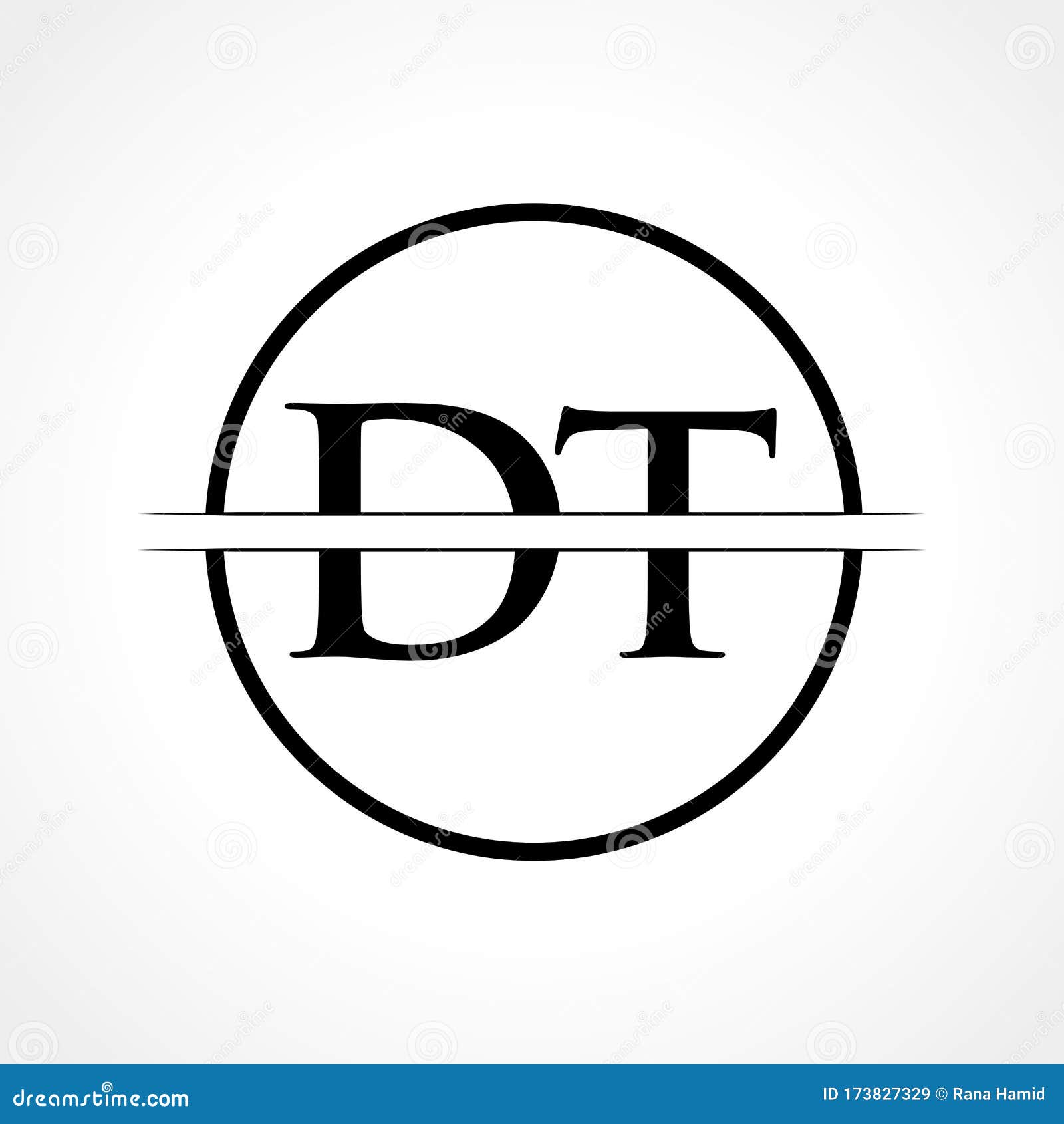 Initial DT Letter Logo Design Vector Template with Black Color. DT Logo ...