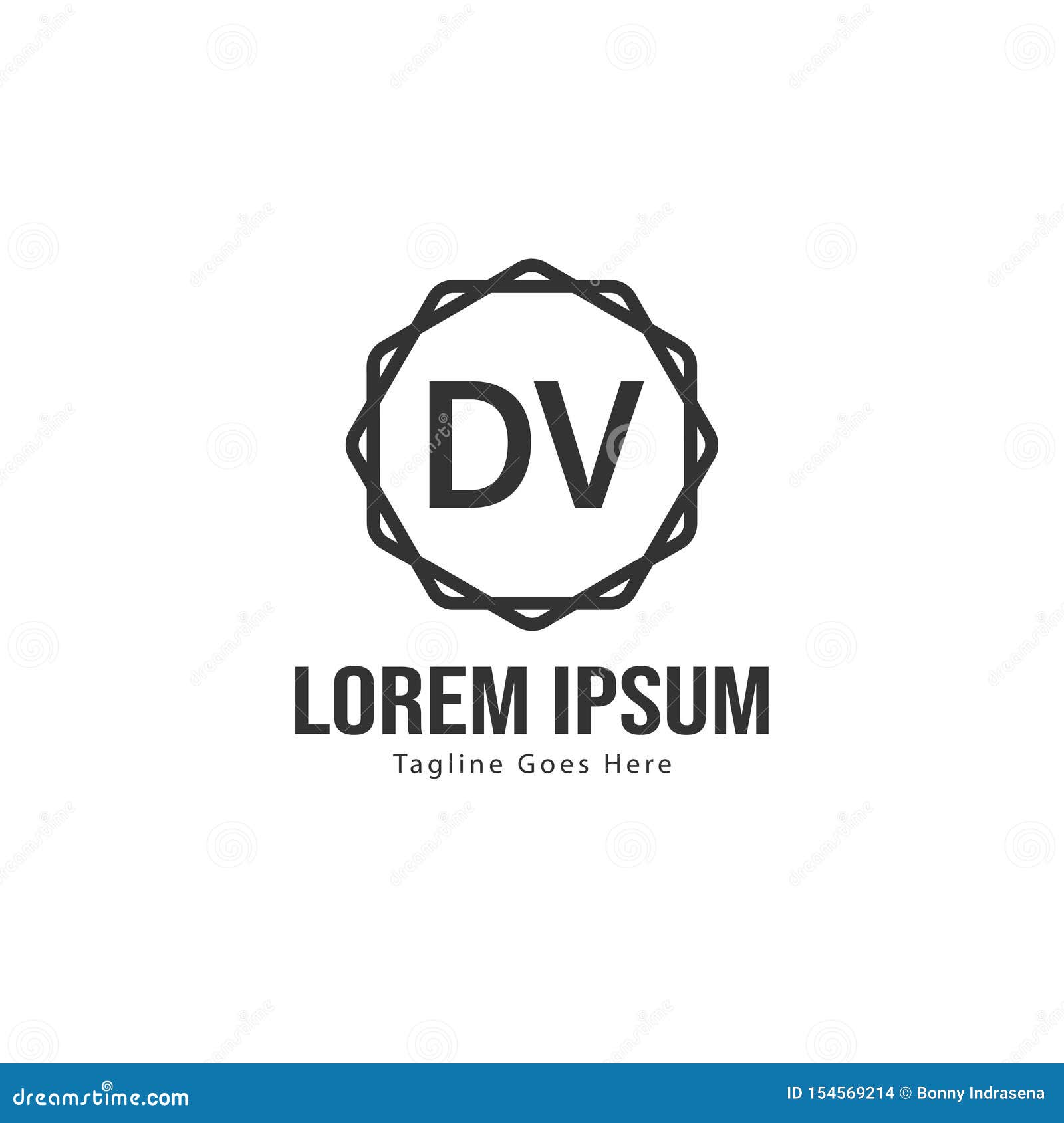 Initial DV Logo Template with Modern Frame. Minimalist DV Letter Logo ...