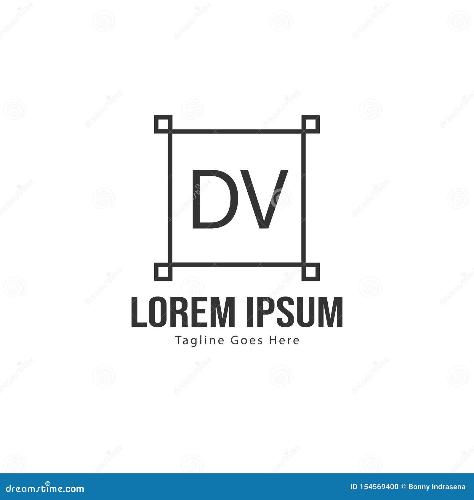 Initial DV Logo Template with Modern Frame. Minimalist DV Letter Logo ...