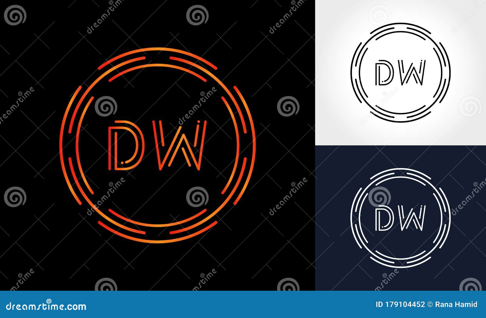 Initial DW Letter Logo with Creative Modern Business Typography Vector ...