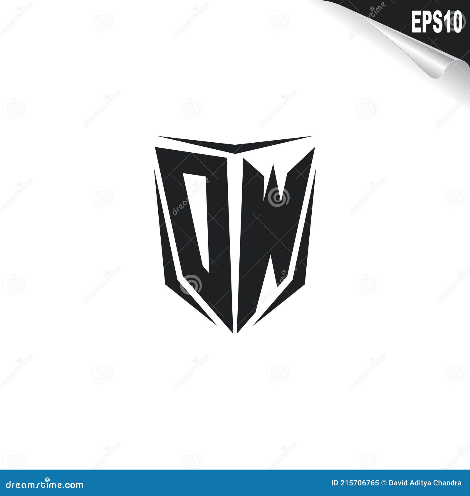 Initial DW Logo Design with Shield Style, Logo Business Branding Stock ...