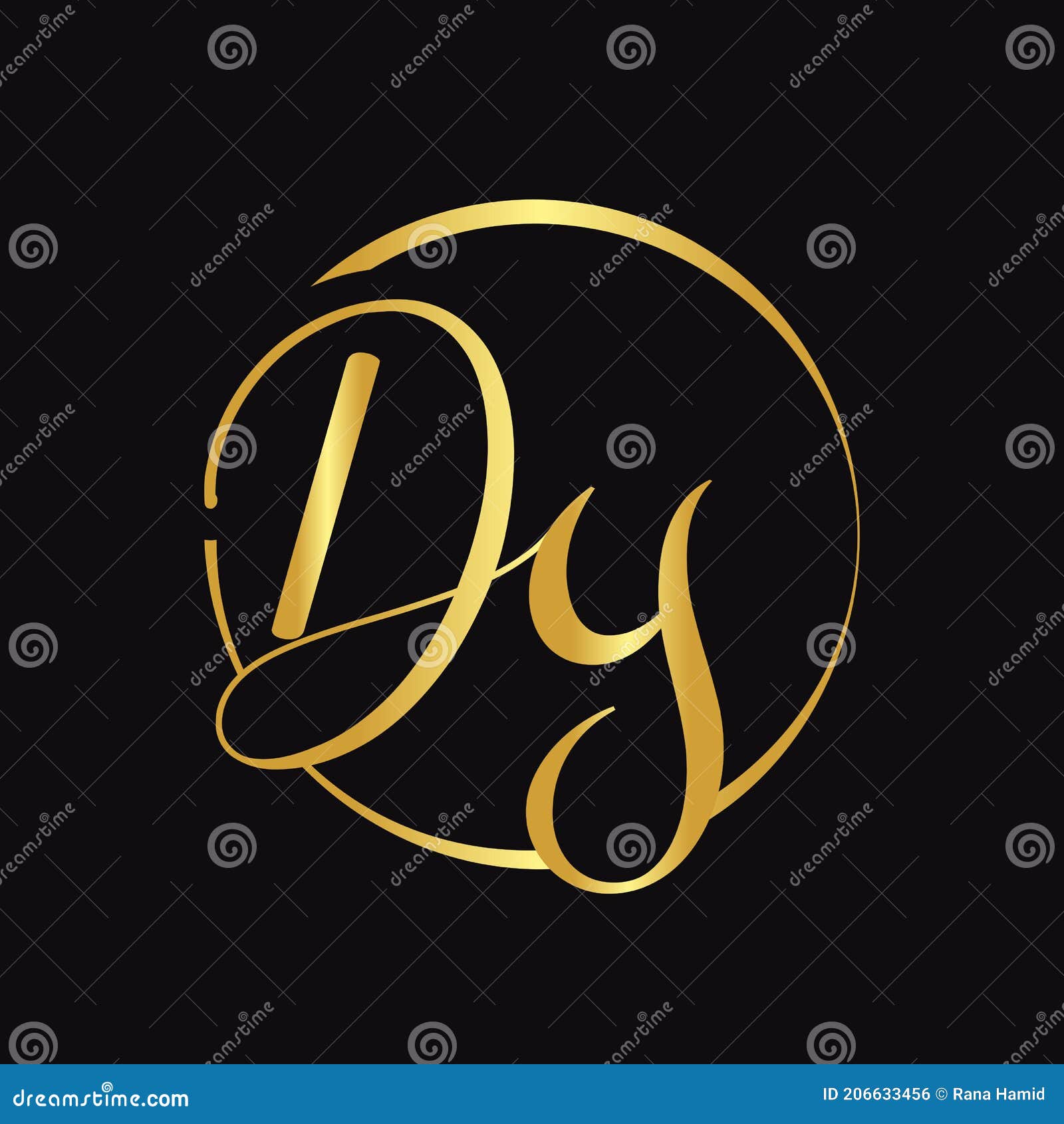 Initial DY Script Letter Type Logo Design with Modern Typography Vector ...