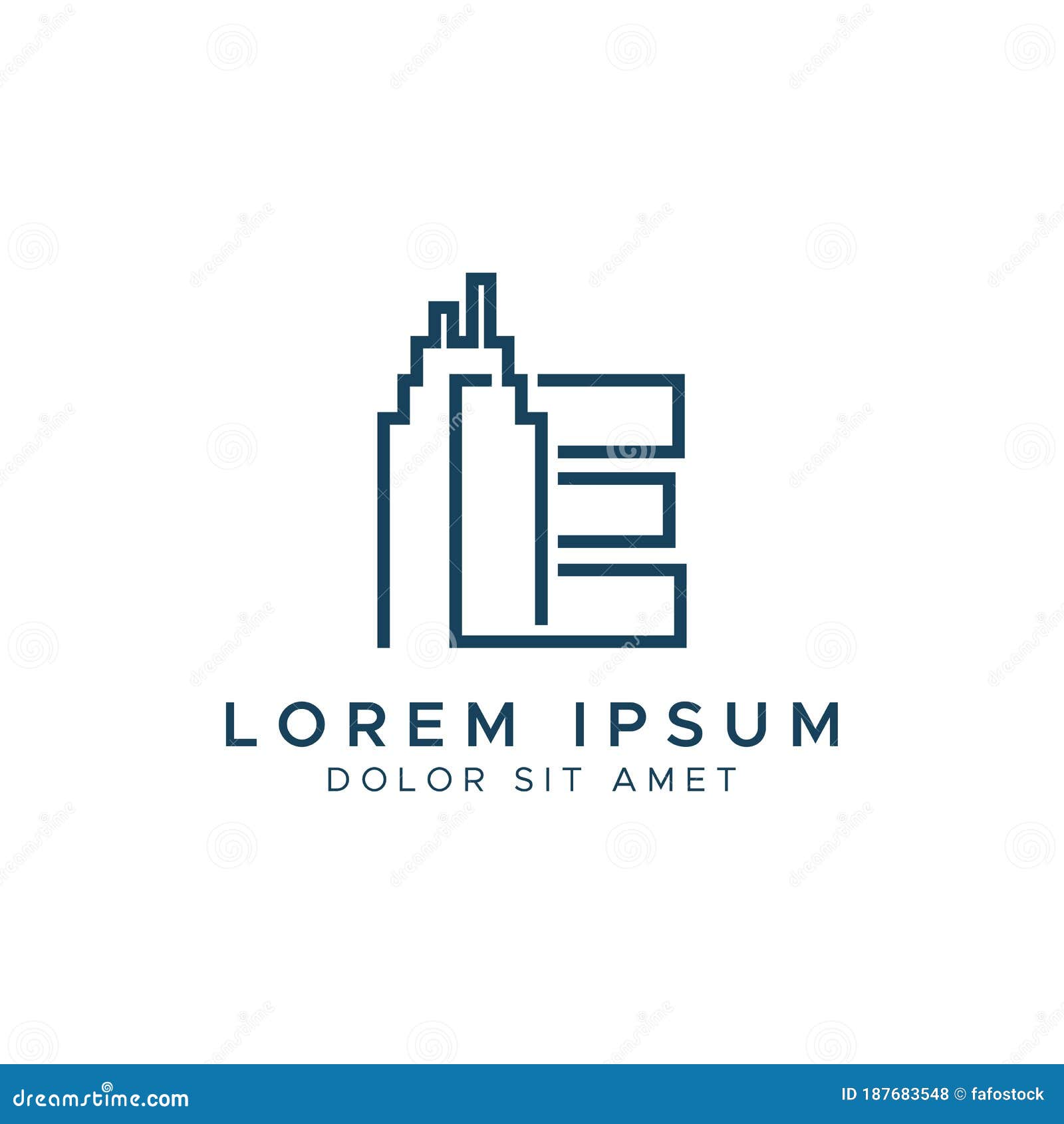 Initial E Letter with Building Logo Design Template Stock Vector ...