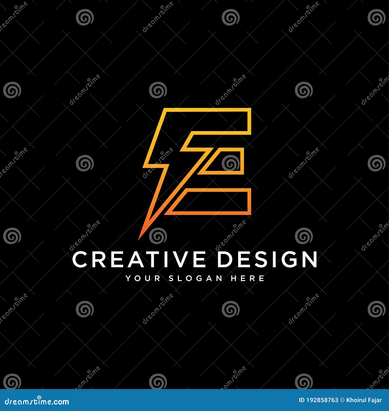Initial E Letter with Lightning Bolt Logo Vector Design Stock Vector ...