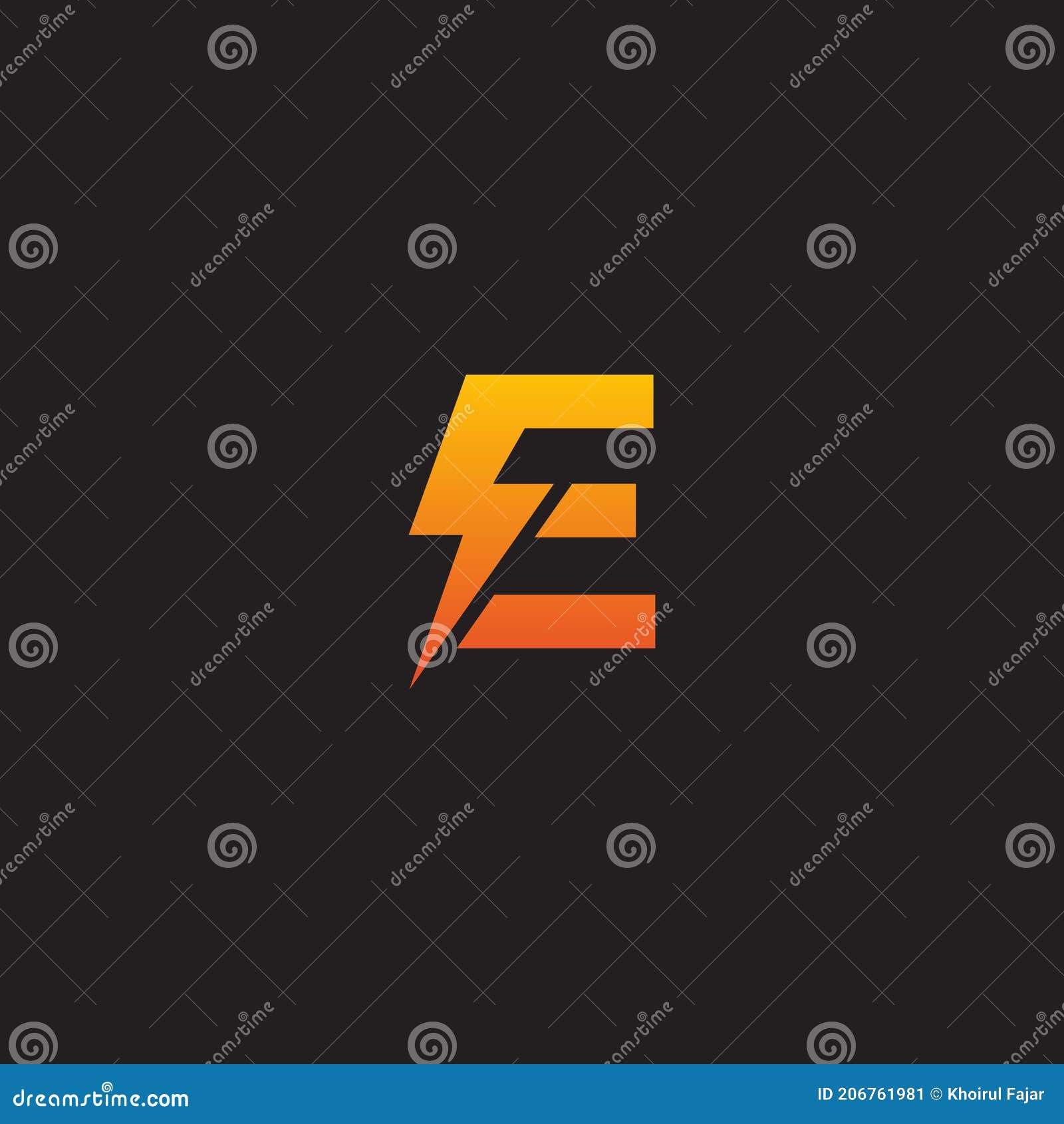 Initial E Letter with Lightning Bolt Logo Vector Design Stock Vector ...