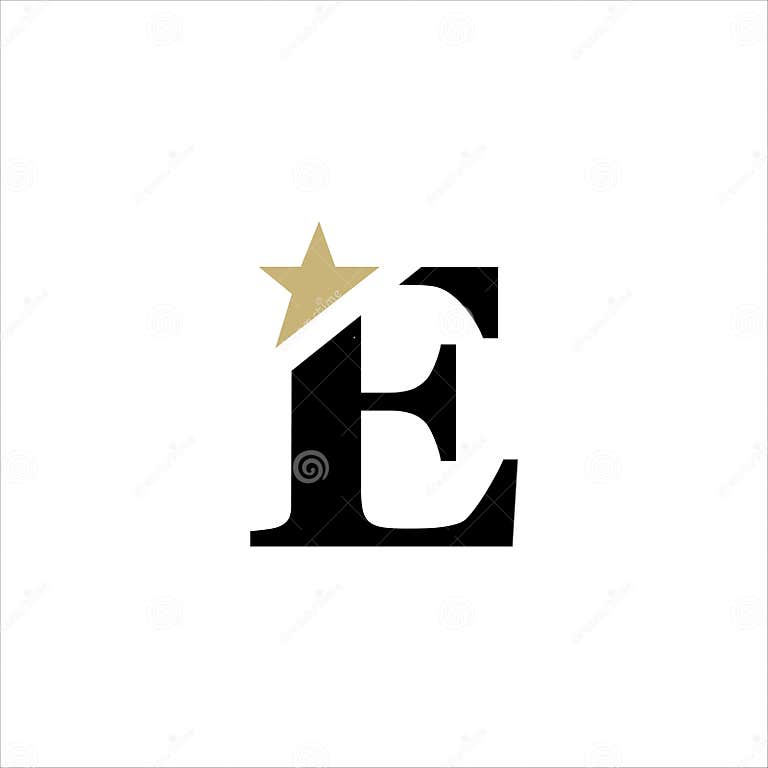 Initial E Letter with Star Icon Inside Icon Vector Logo Illustration ...